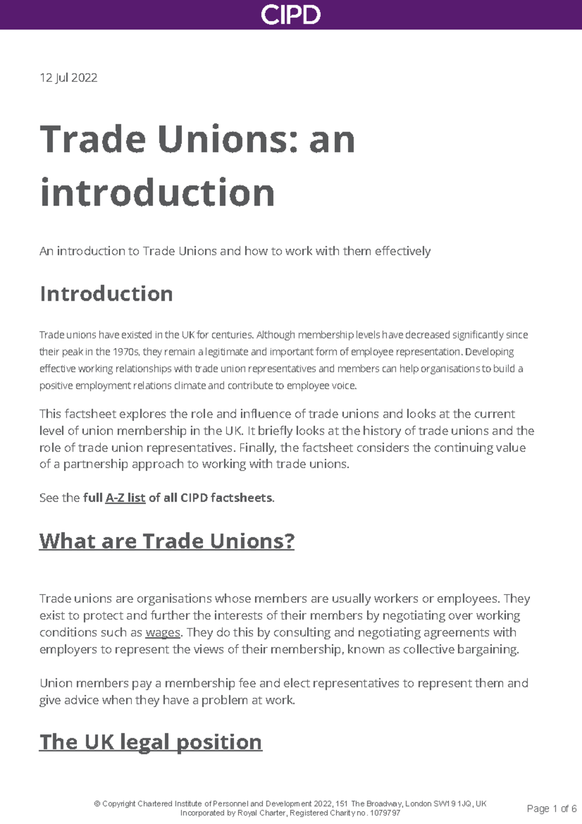 Trade-unions-factsheet 20220721 T081741 - 12 Jul 2022 Trade Unions: an ...