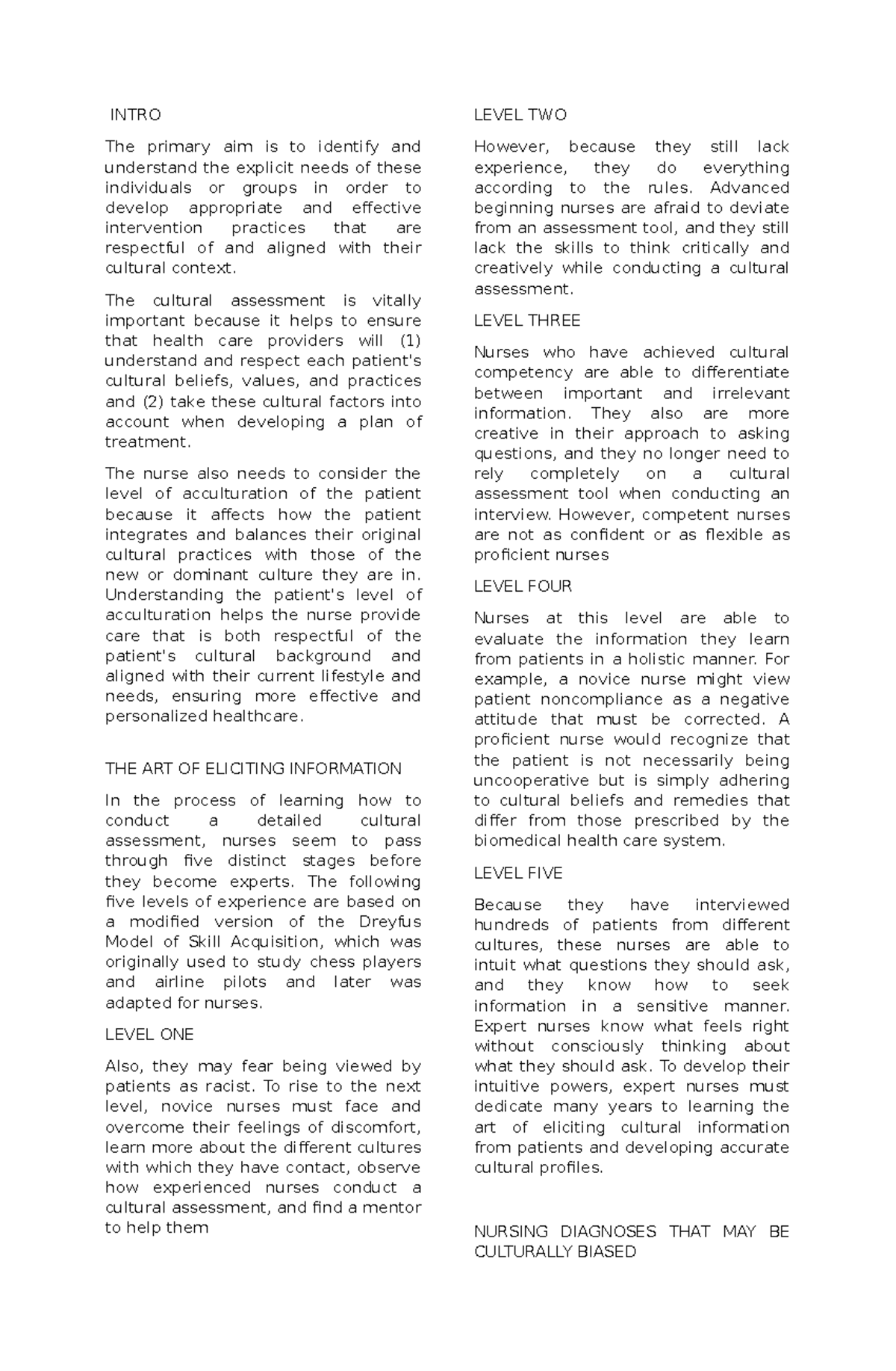 Transcultural Expla - fsvdsvsv - INTRO The primary aim is to identify ...