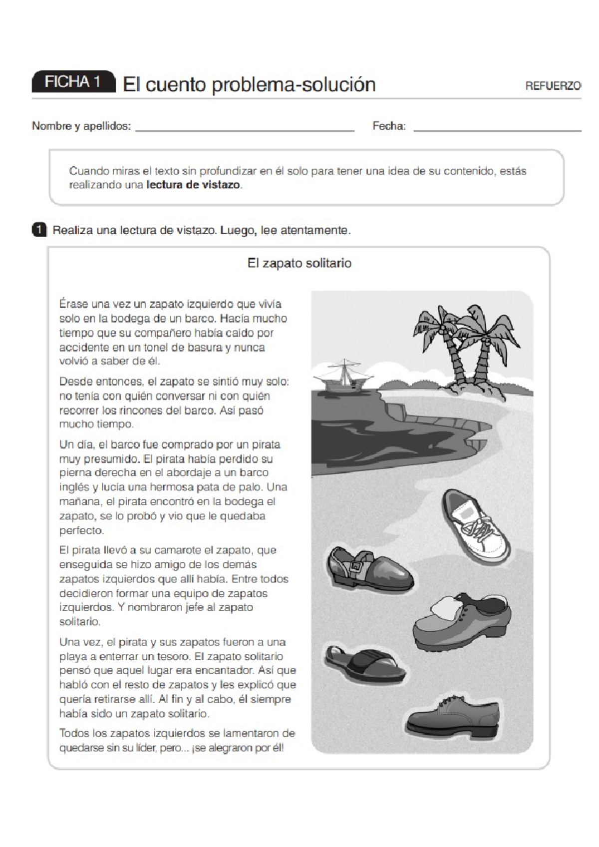 Ficha evaluada - Leemos un cuento problema - solucion - FICHA 1 El ...