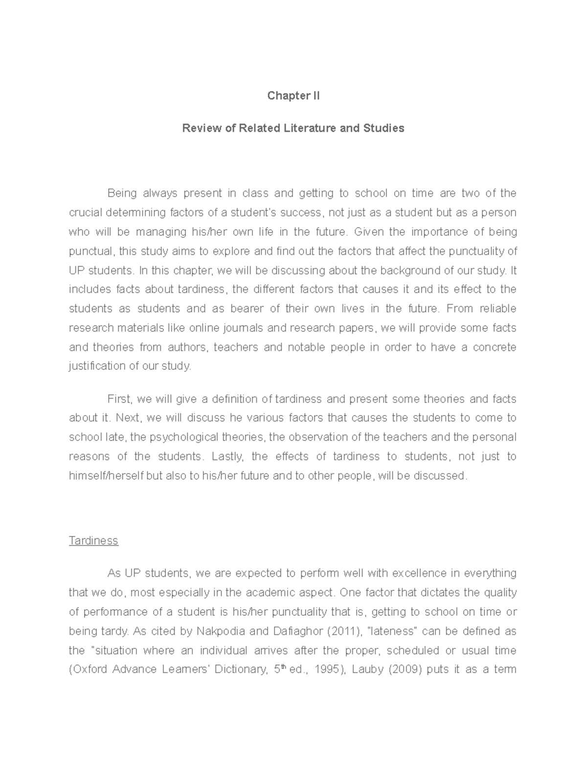 Chapter II Review of Related Literature - Given the importance of being ...