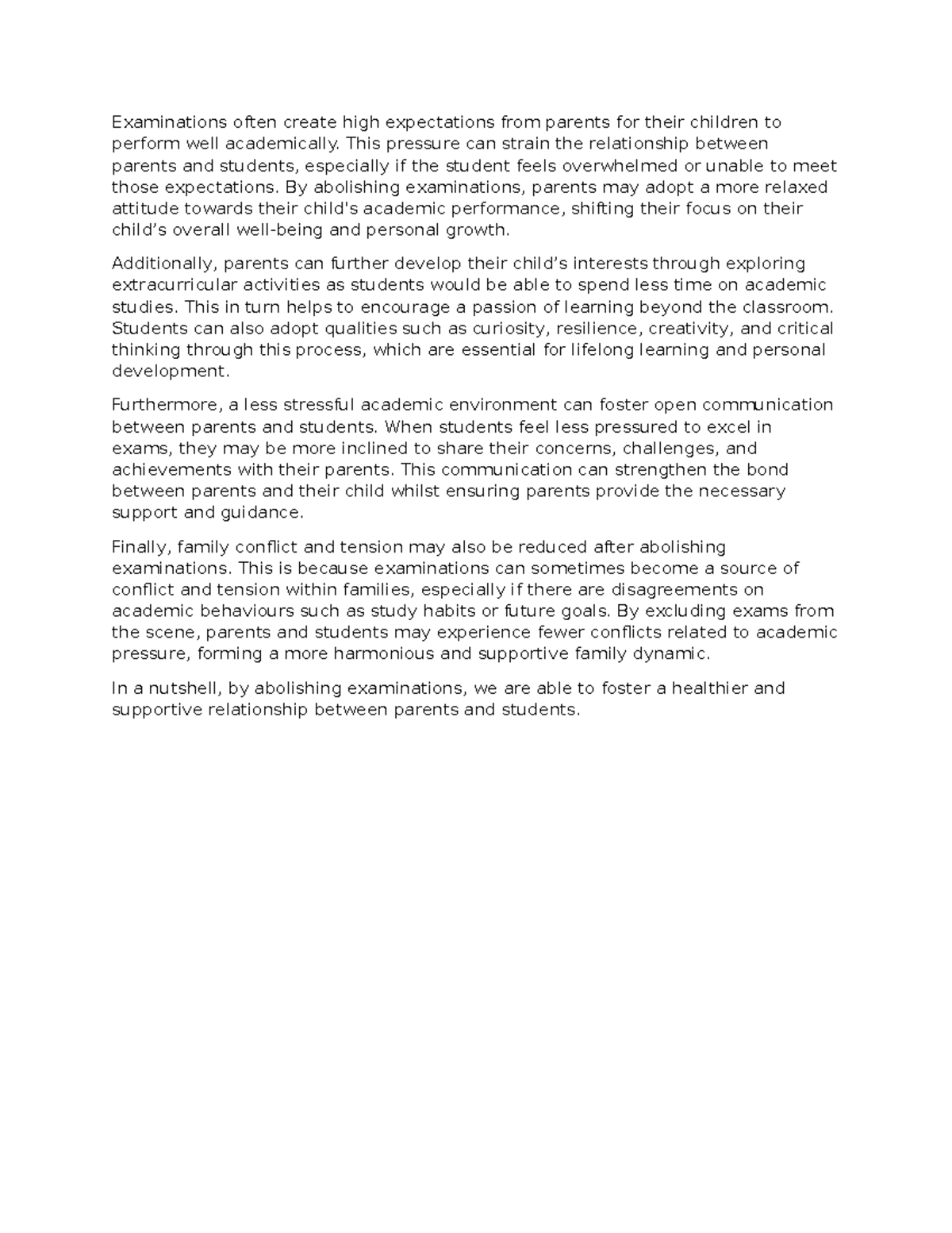 English essay assignment - Examinations often create high expectations ...