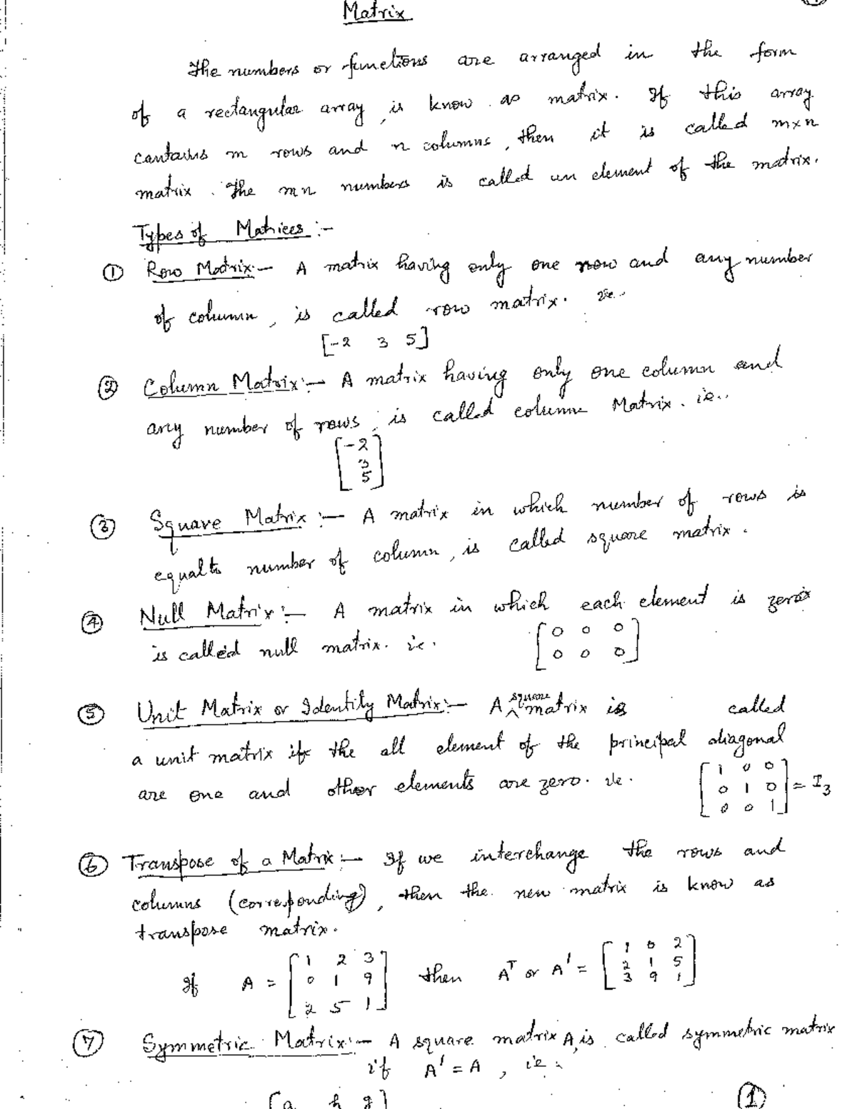 Matrix Notes unit -3 - Calculus- 1 And Matrix - Studocu