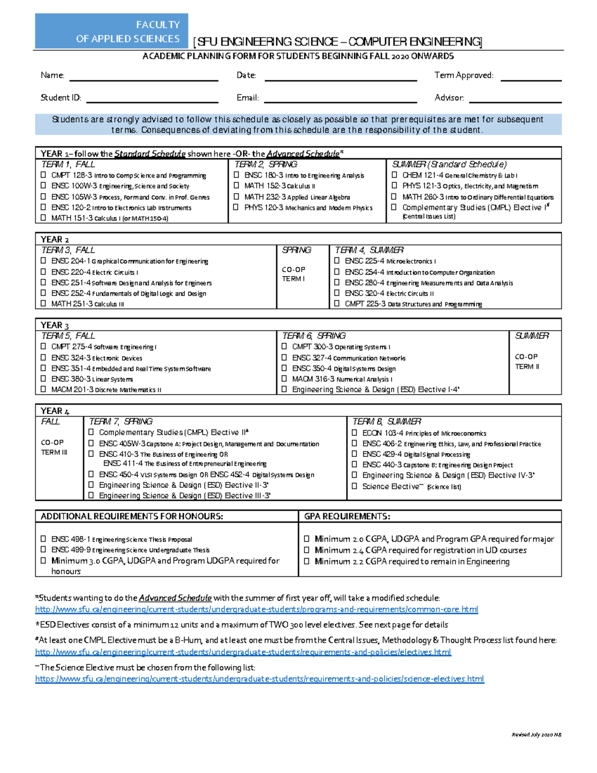 Computer Eng Course Requirements - S [SFU ENGINEERING SCIENCE ...