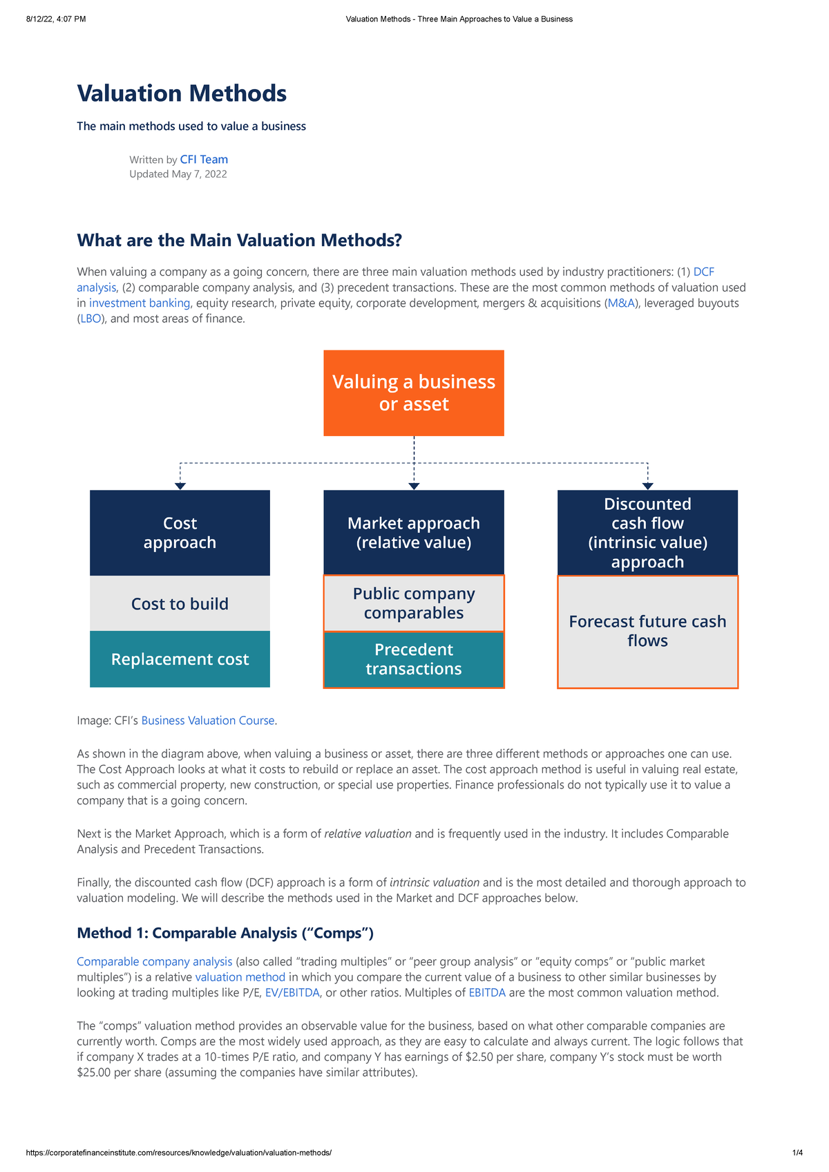 Valuation Methods - Three Main Approaches to Value a Business - The ...