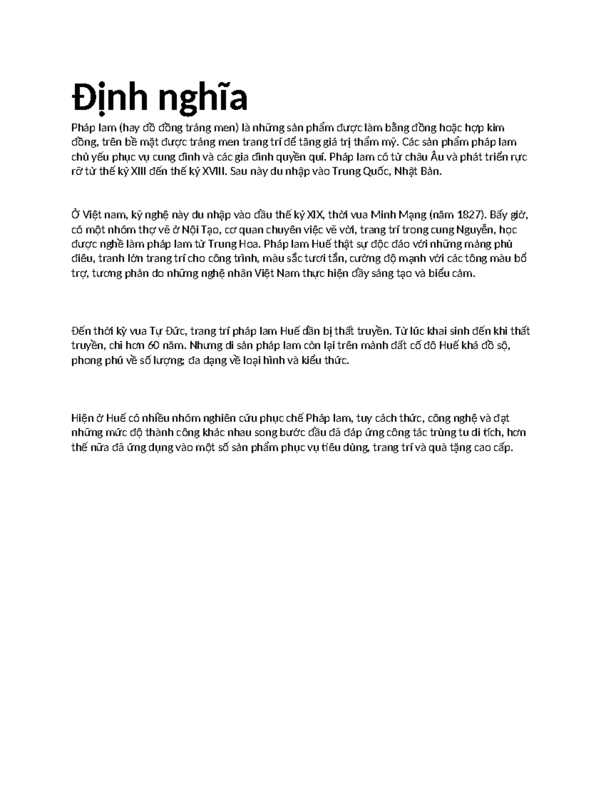 Định nghĩa - Dinh nghia ve - Định nghĩa Pháp lam (hay đồ đồng tráng men) là những sản phẩm được ...