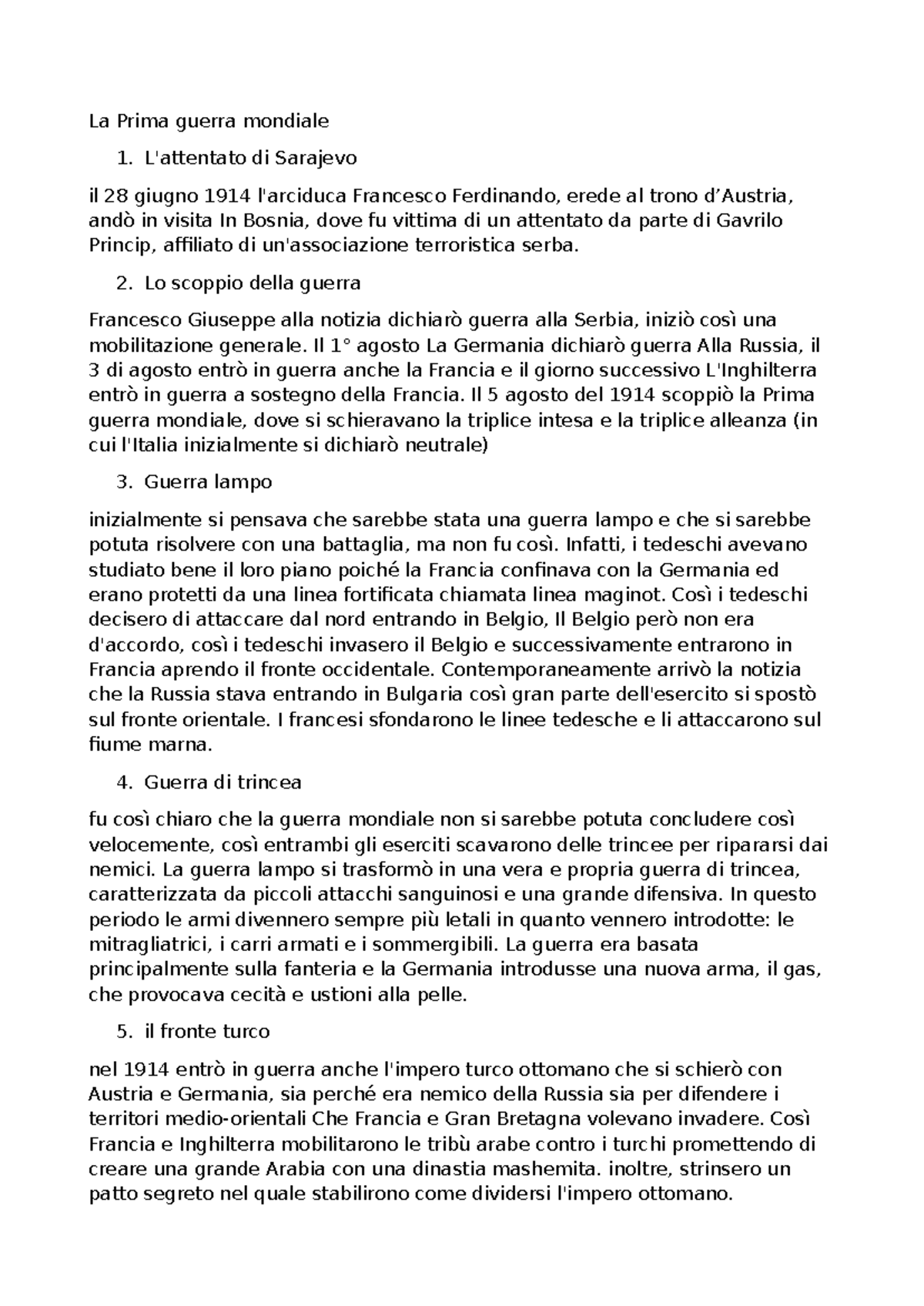 La prima guerra mondiale - L'attentato di Sarajevo il 28 giugno 1914 l ...