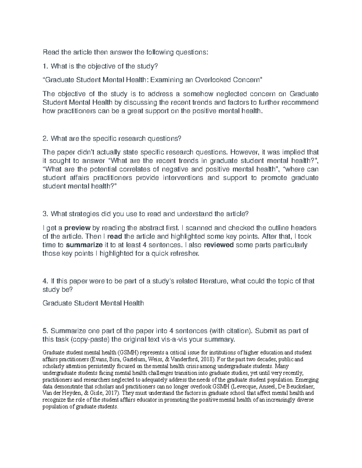 Task 5 - Read the article then answer the following questions: What is ...