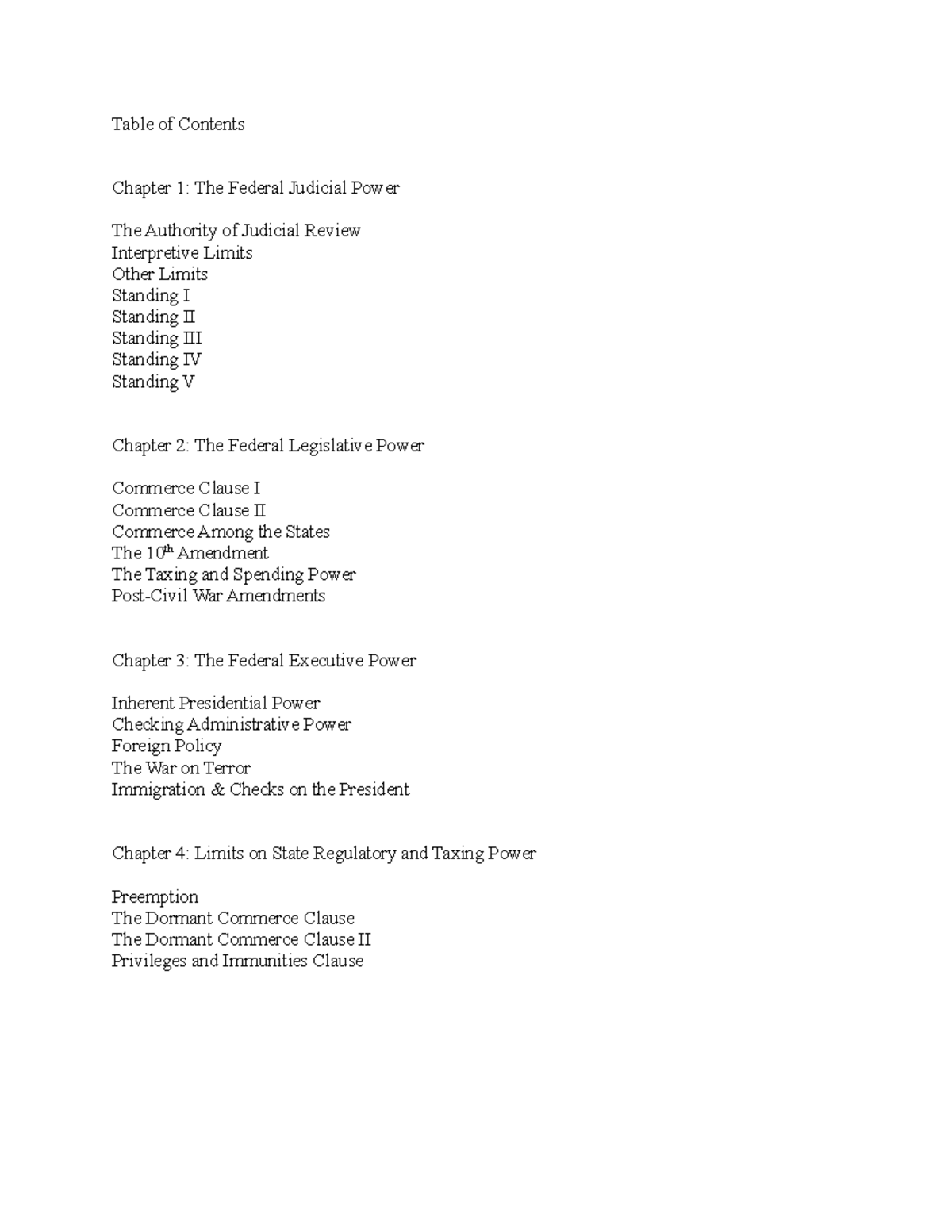 Con Law Outline - Exam Prep Materials - Prof Walker - Table of Contents ...
