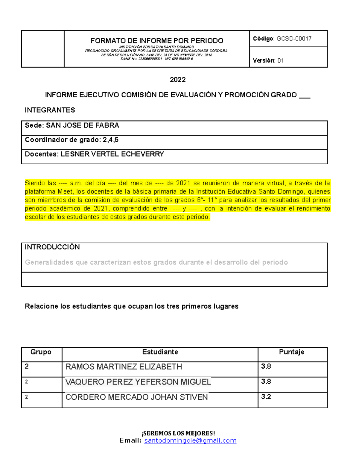 GCSD-00017 Comisión de evaluación (informe ejecutivo) Fabra 2º4º5º ...