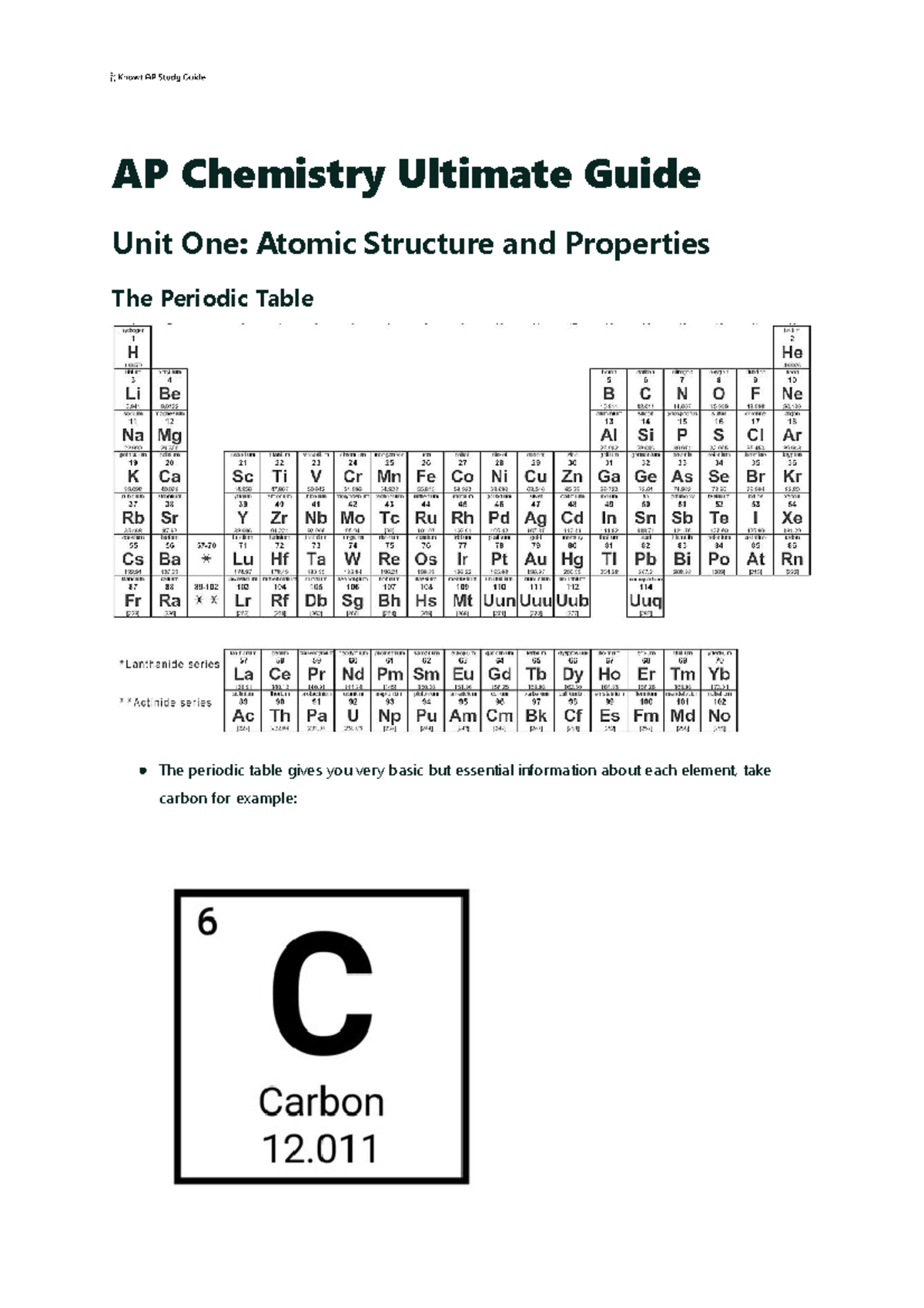 AP Chemistry Ultimate Guide - C and carbon can be used interchangeably ...
