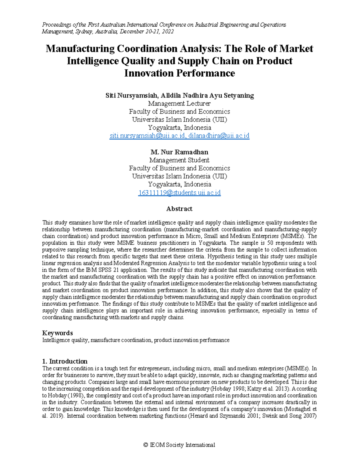 Manufacturing Coordination Analysis- The Role of Market Intelligence ...