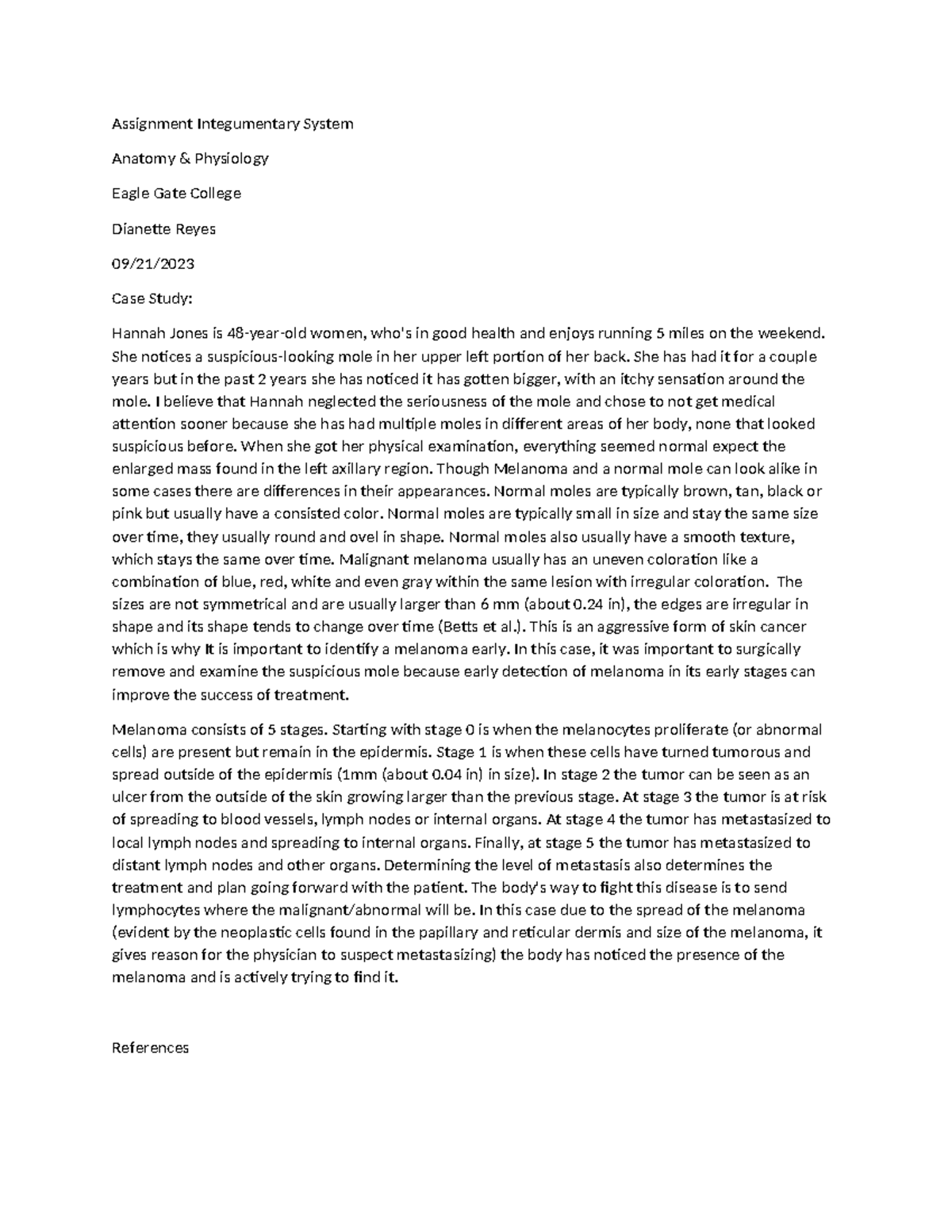 Integumentary system - Assignment Integumentary System Anatomy ...