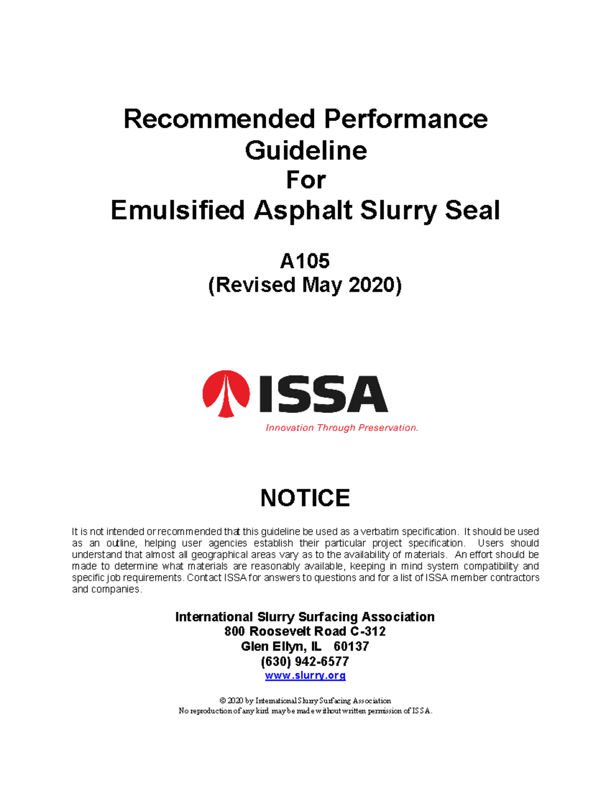 A105-20 - Recommended Performance Guideline For Emulsified Asphalt ...