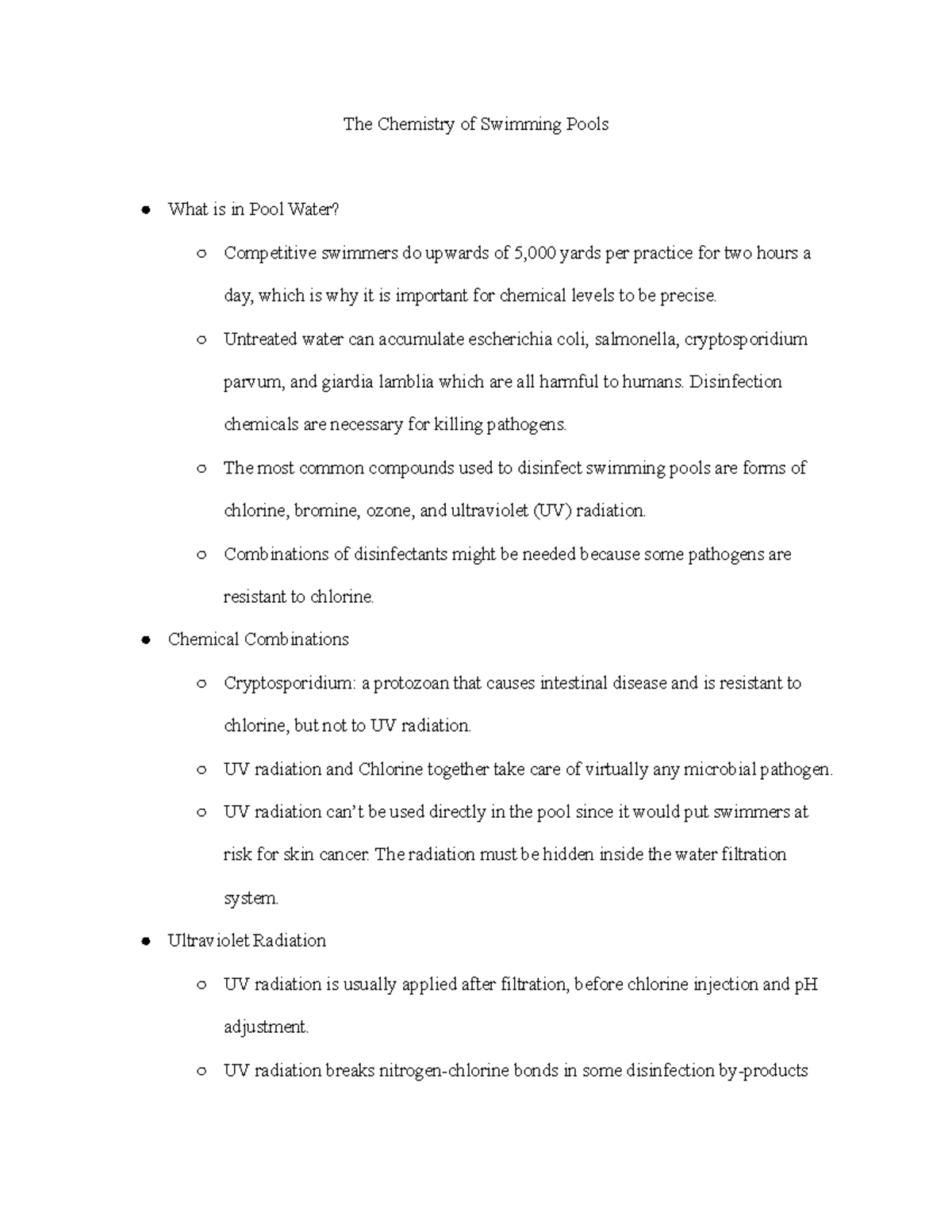 The Chemistry of Swimming Pools - Untreated water can accumulate ...