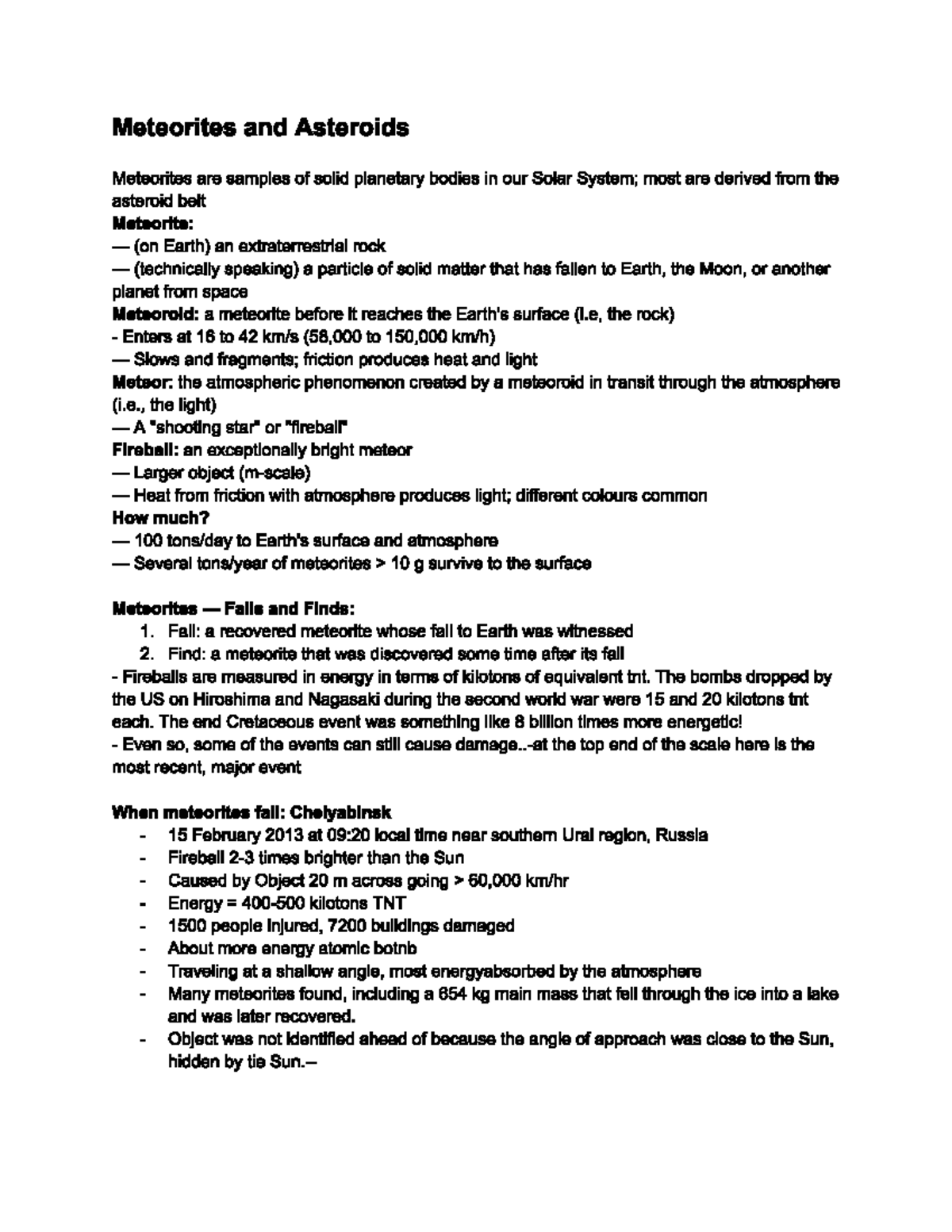 Meteorites and asteroids - Eas206 - Studocu