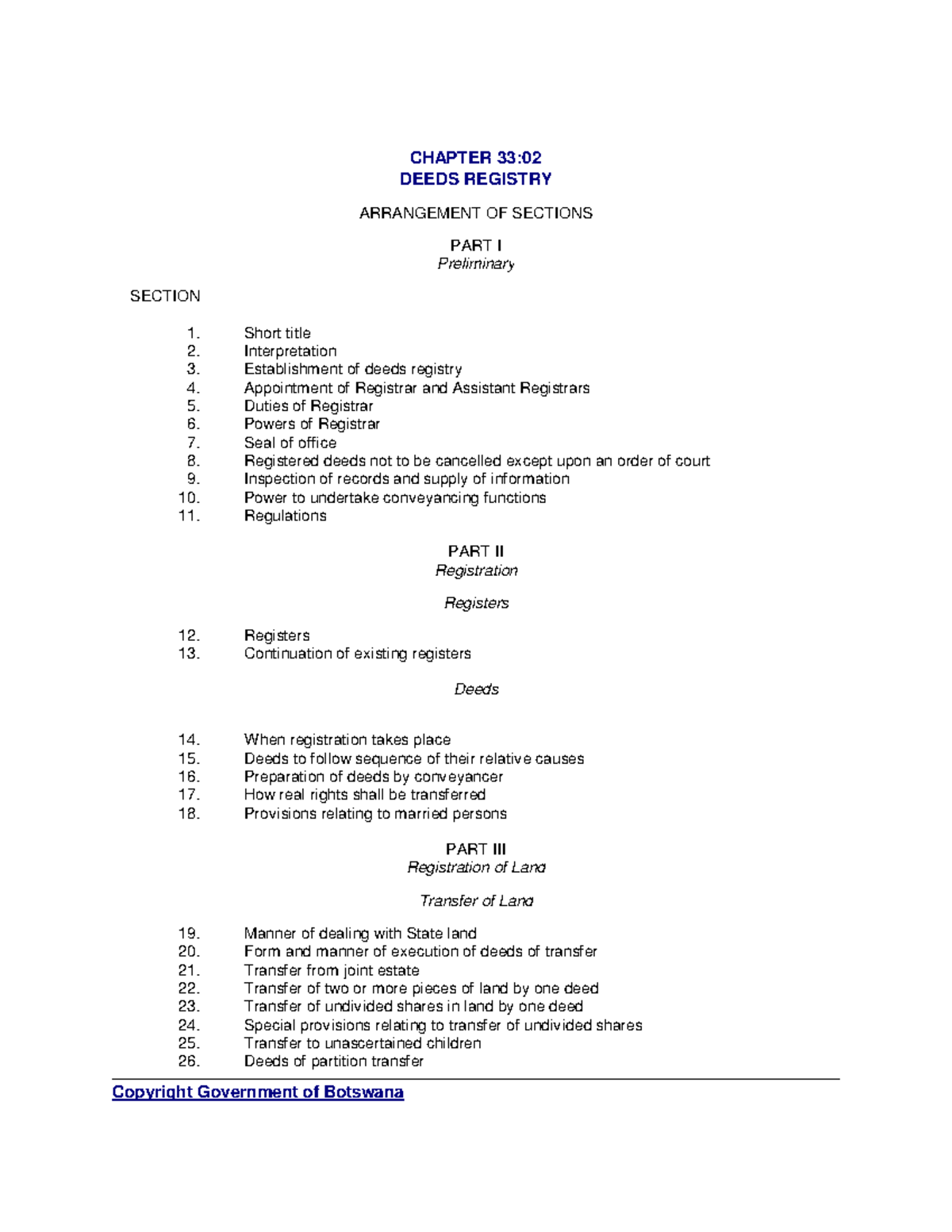 Deeds registry act - Act - CHAPTER 33: DEEDS REGISTRY ARRANGEMENT OF ...