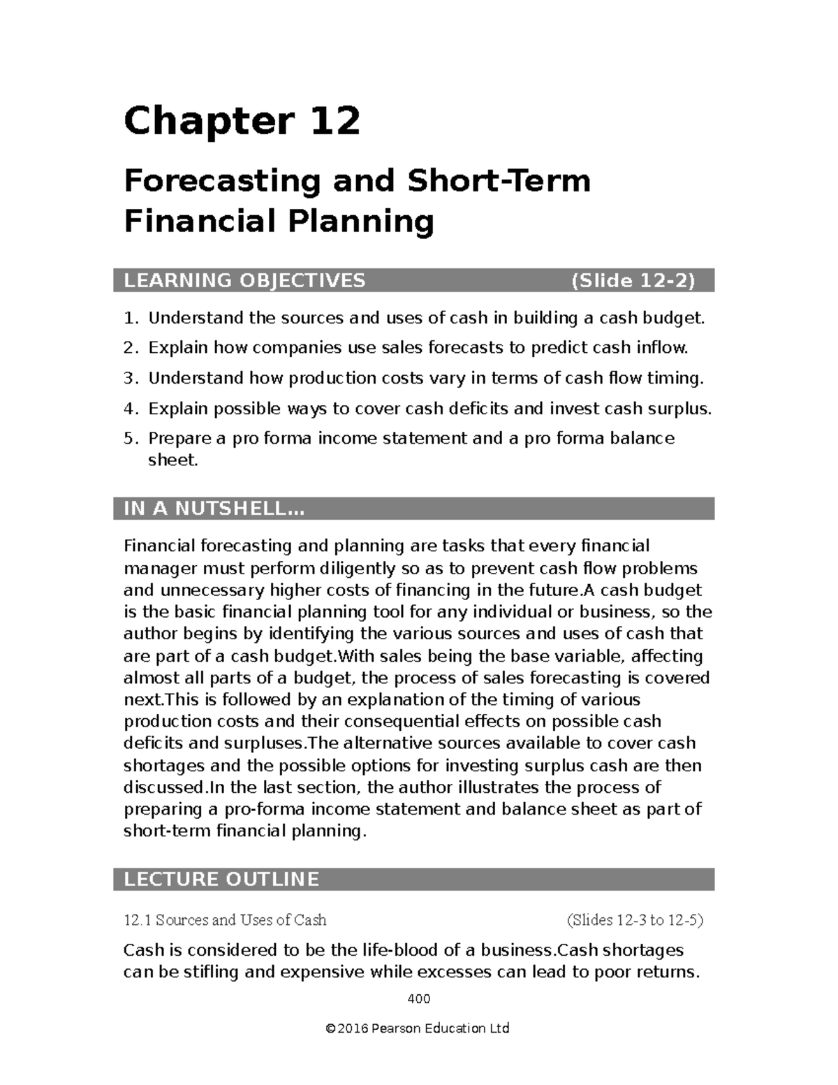 Forecasting and Short-Term Financial Planning - Chapter 12 Forecasting and Short-Term Financial ...