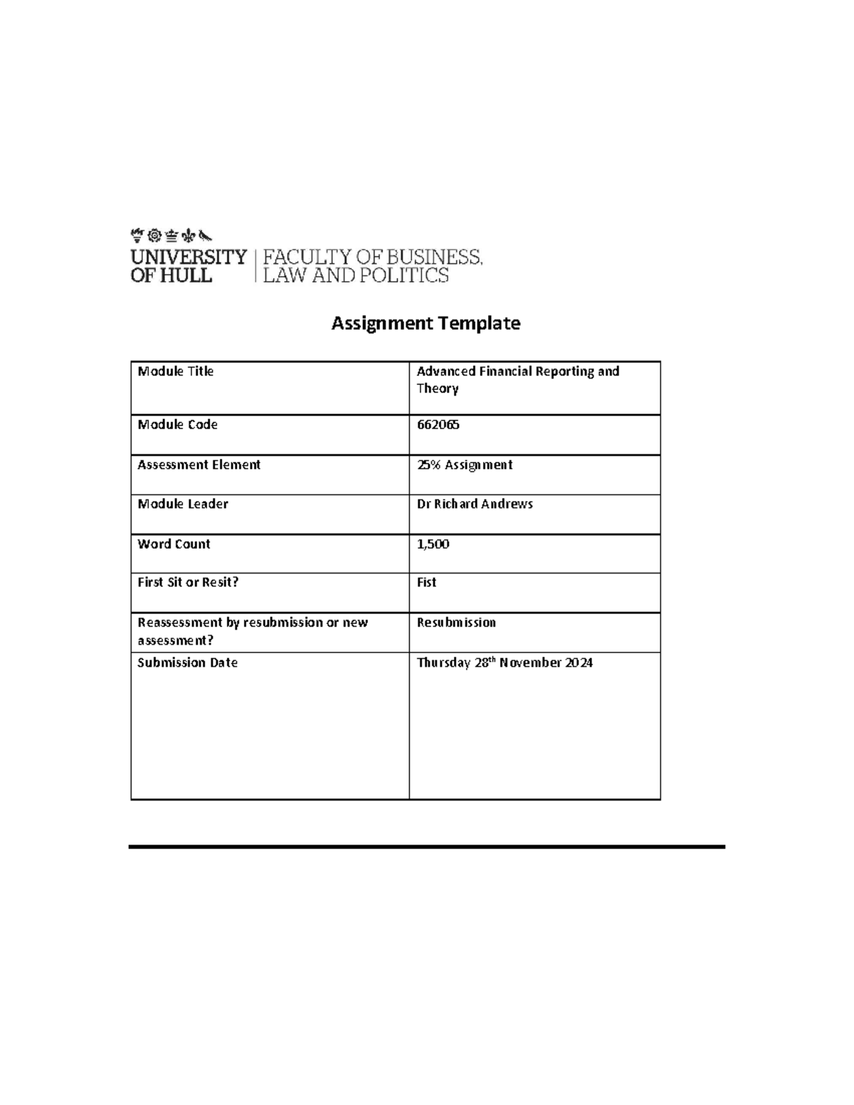 662065 AFRT Assignment 24-25 - Assignment Template Module Title ...