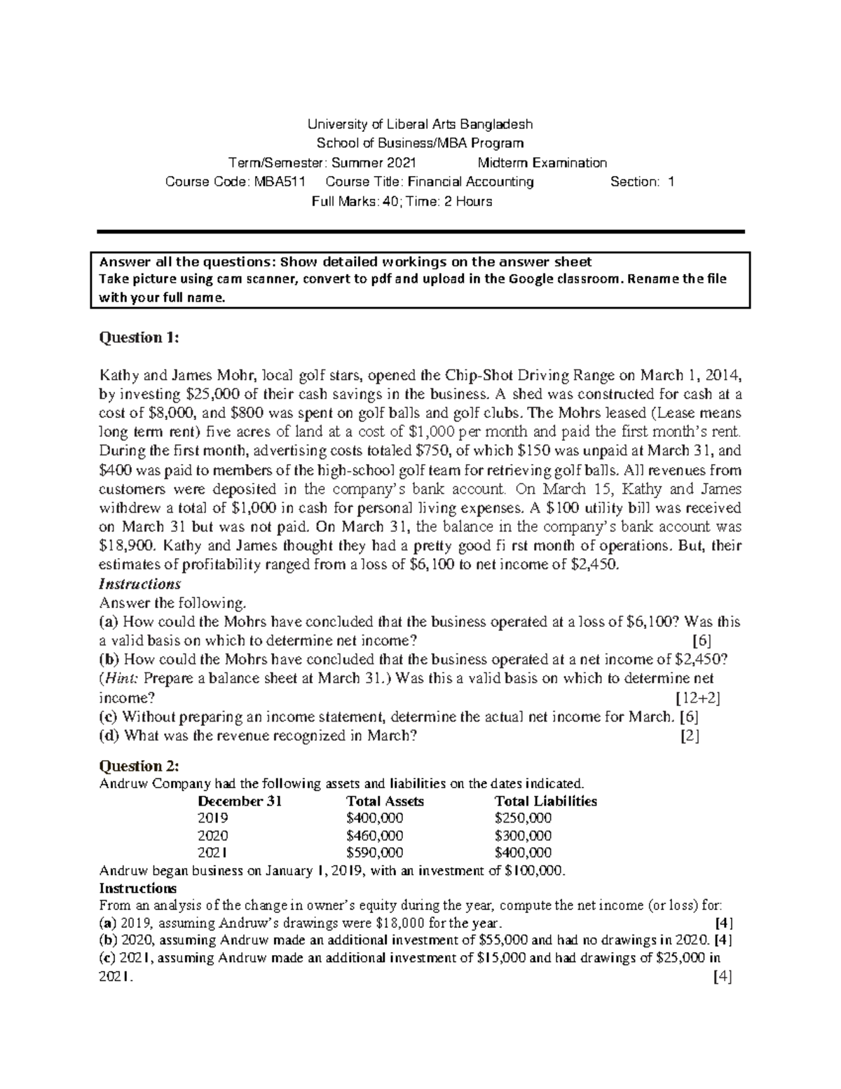 MID Term Paper 1 - University of Liberal Arts Bangladesh School of ...