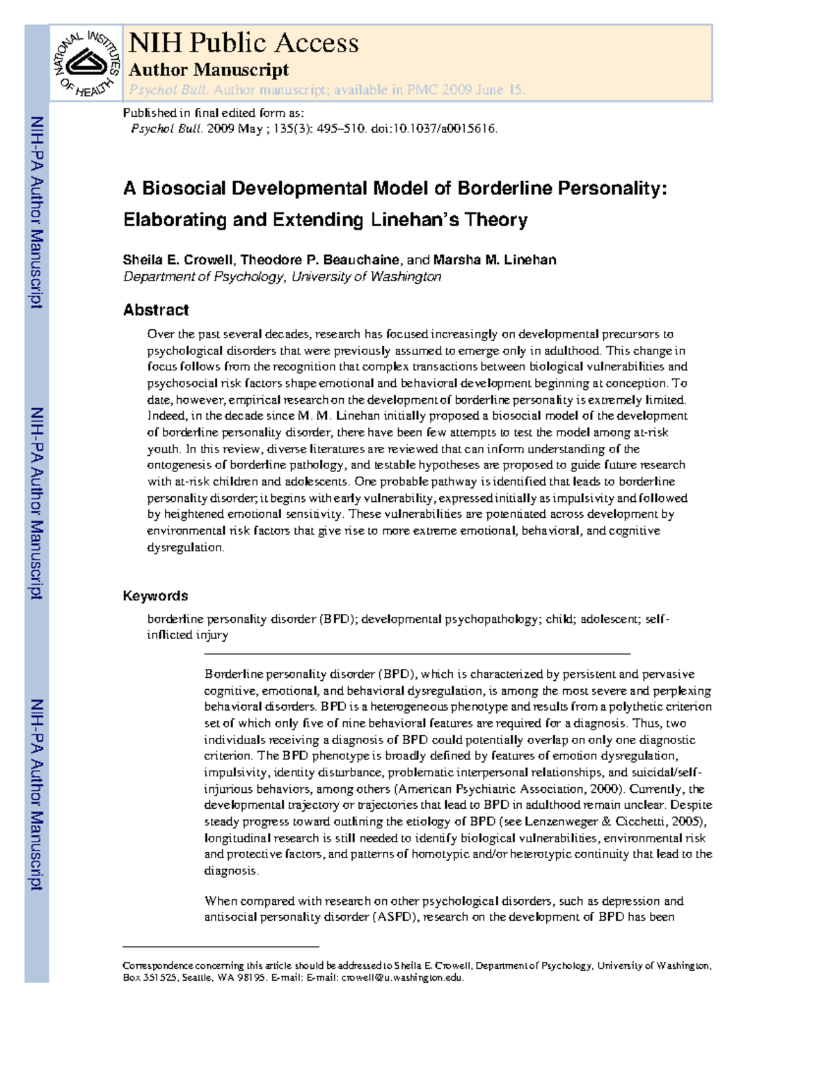 Nihms 114226 - Livro - A Biosocial Developmental Model of Borderline ...