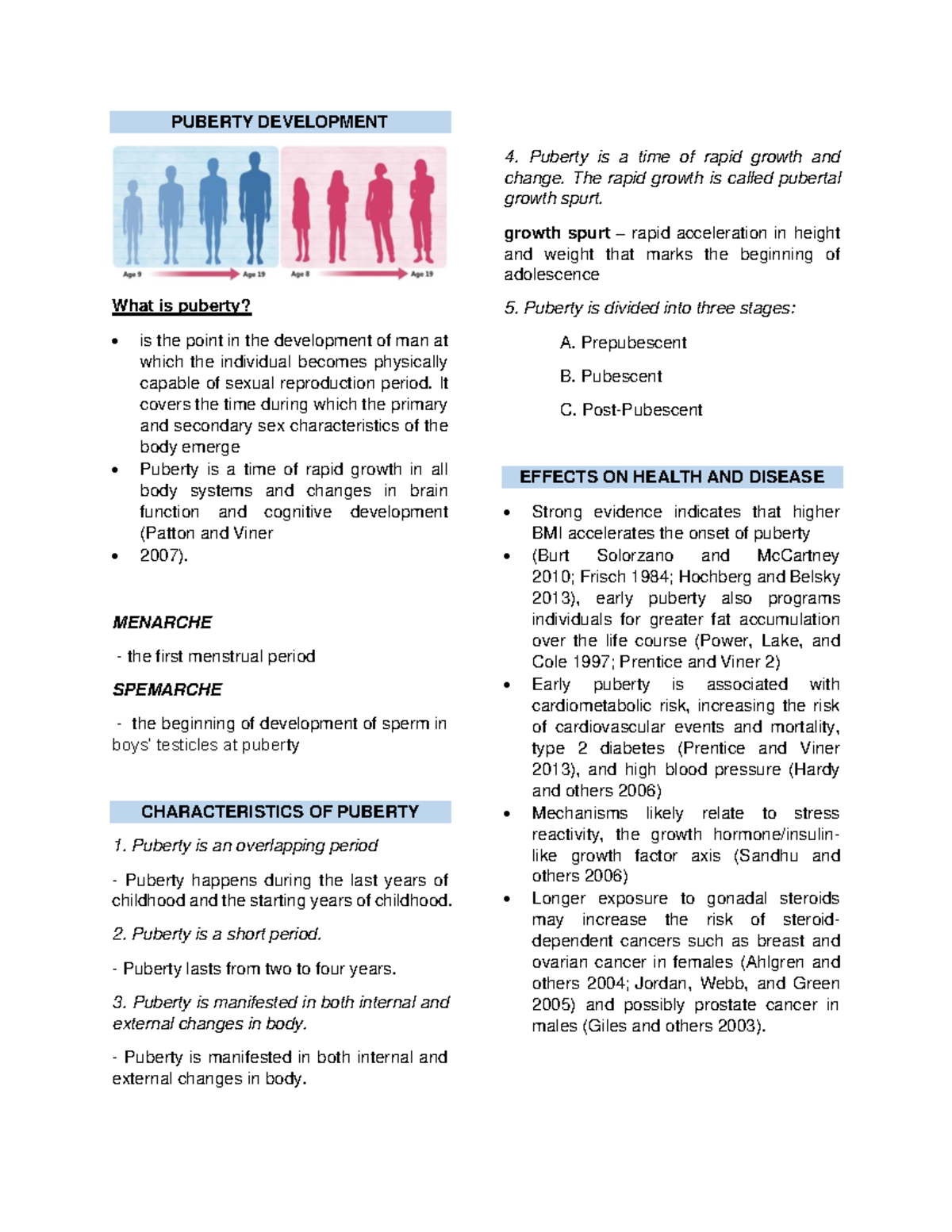 Puberty Development - Lecture notes 4 - PUBERTY DEVELOPMENT What is ...