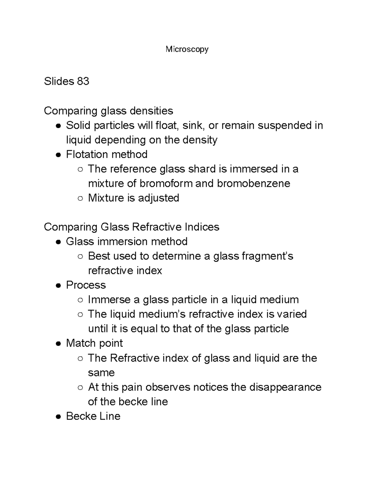 FIS Lec Notes 1 24-2 - Microscopy Slides 83 Comparing glass densities ...
