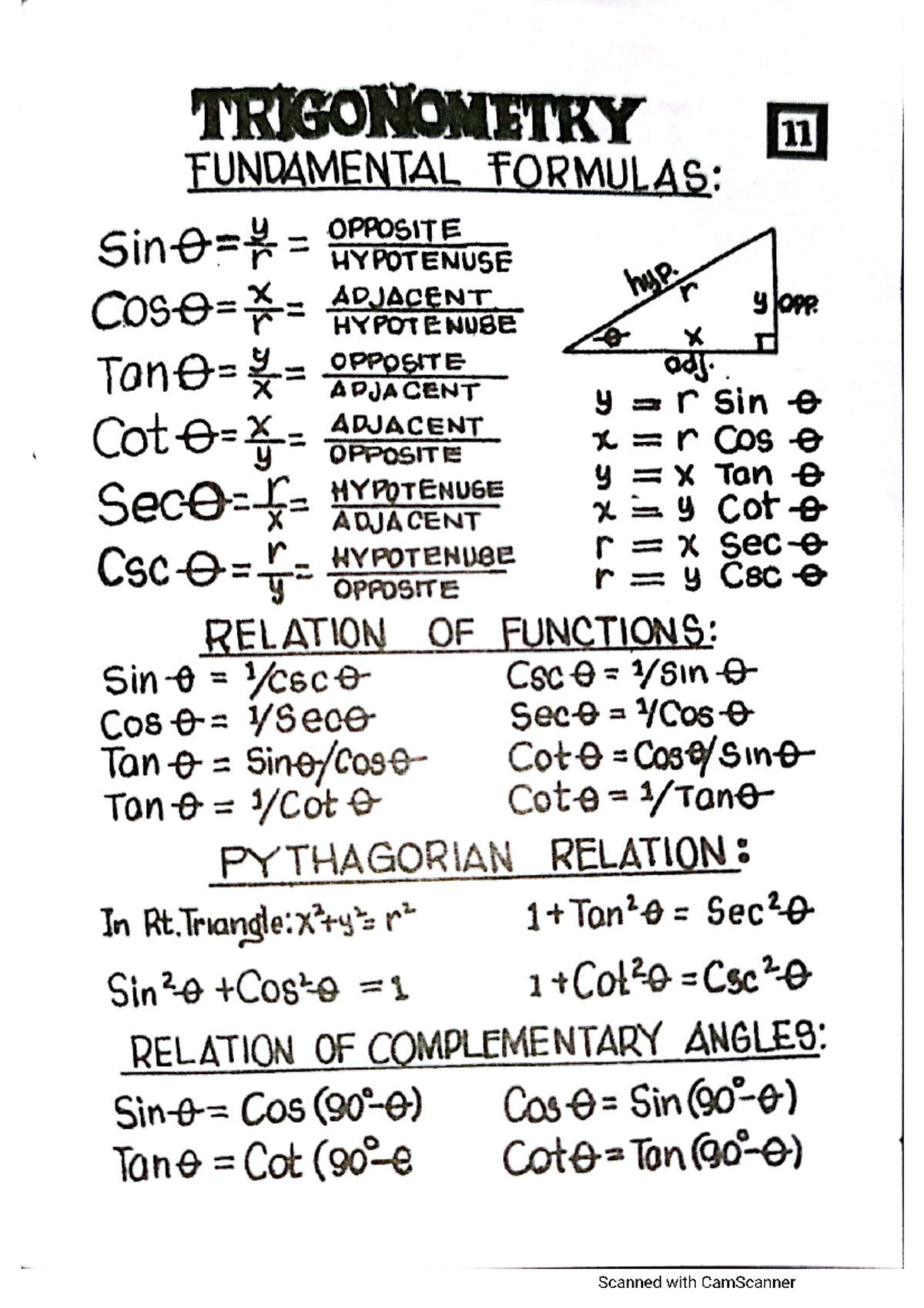 Related Formulas IN Mathematics Pocket Notes by G - Studocu