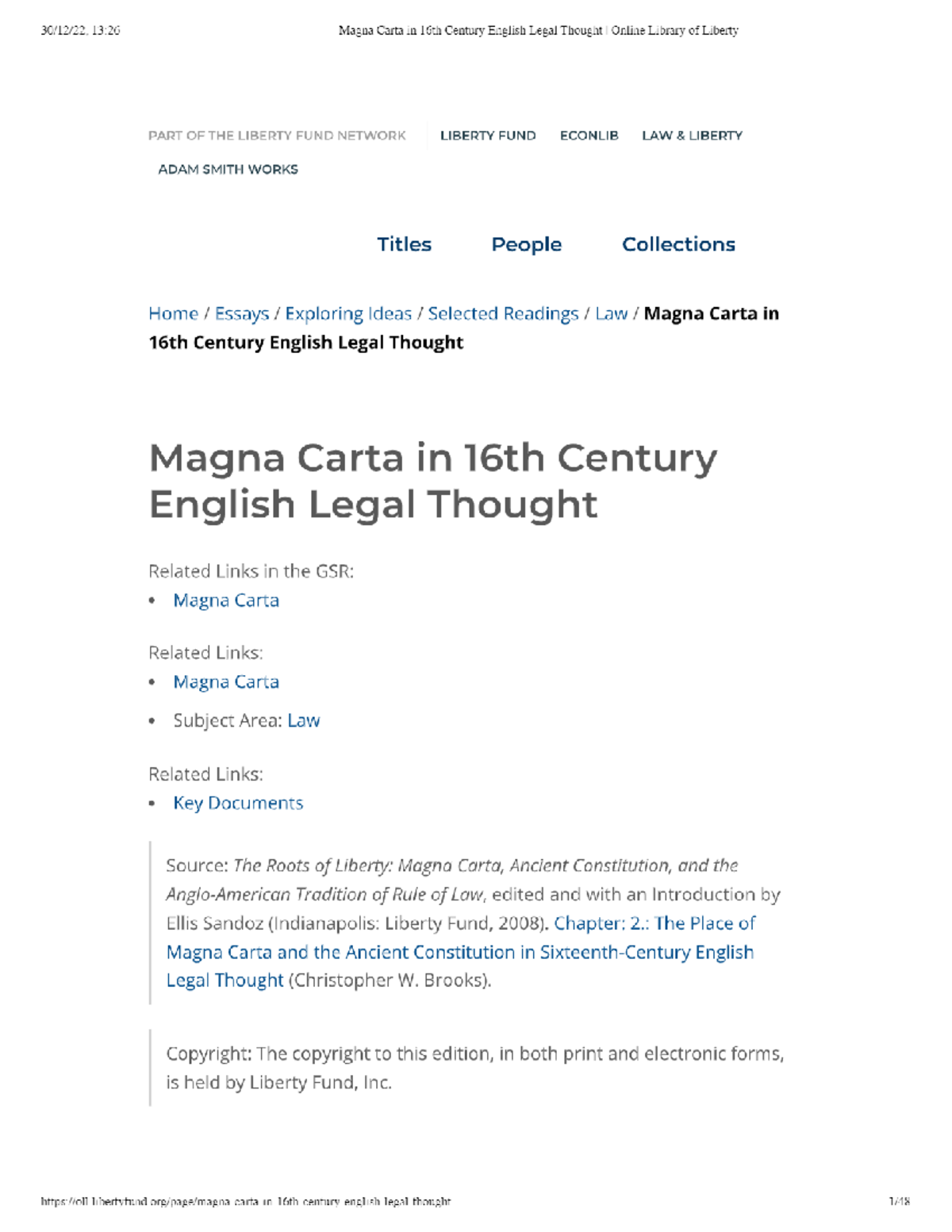 Magna Carta in 16th Century English Legal Thought - Online Library of ...