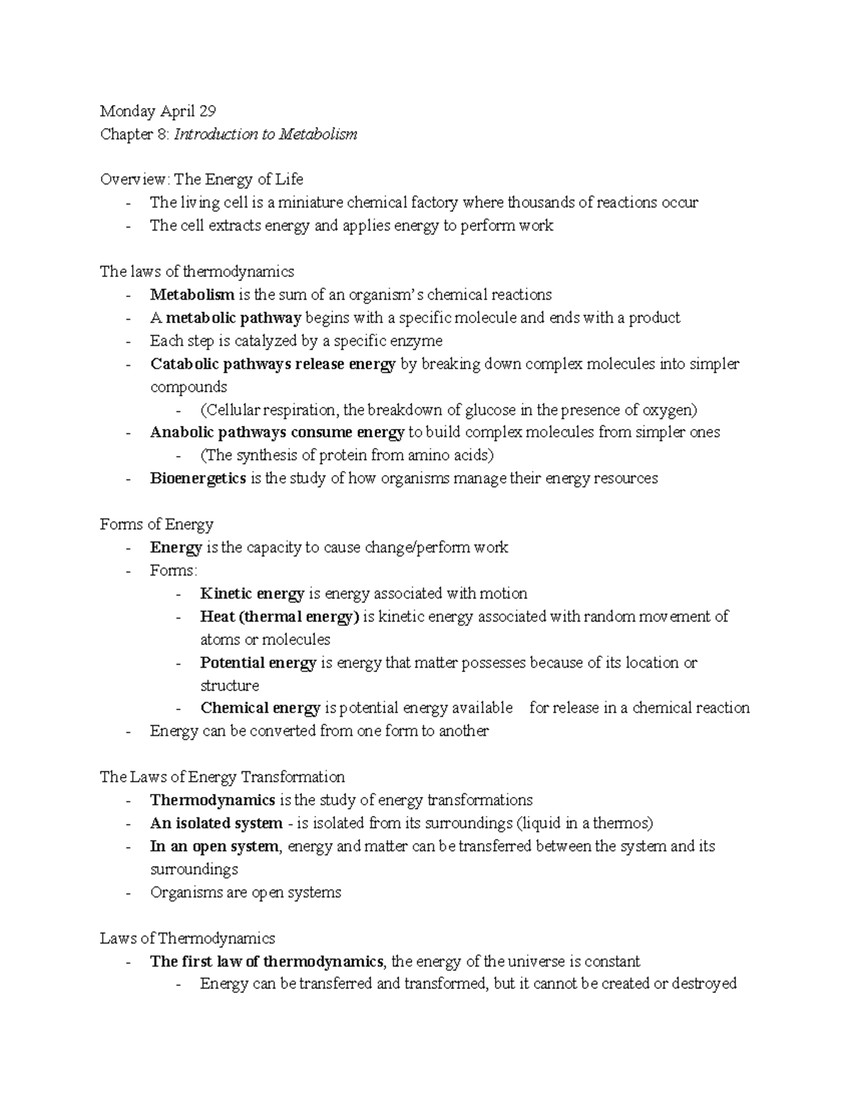 Quia Ap Chapter 8 An Introduction To Metabolism Detailed The Diagram ...