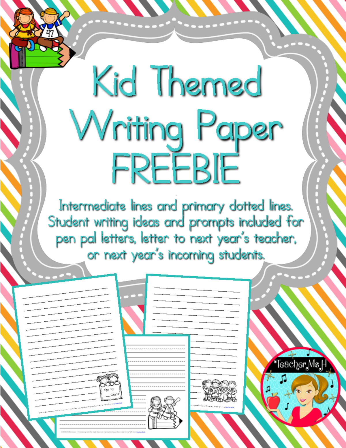 Freekid Themed Writing Paper-2 - Kid Themed Writing Paper FREEBIE ...