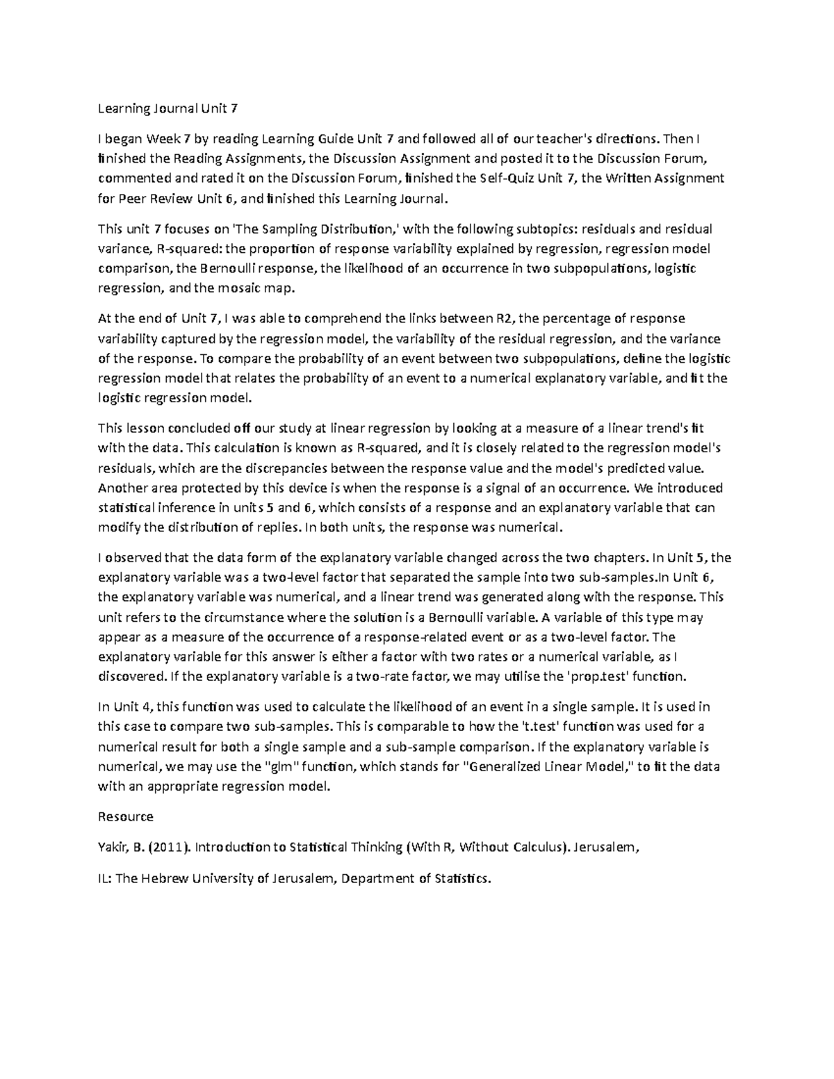 Math learning journal 7 - Learning Journal Unit 7 I began Week 7 by reading Learning Guide Unit ...