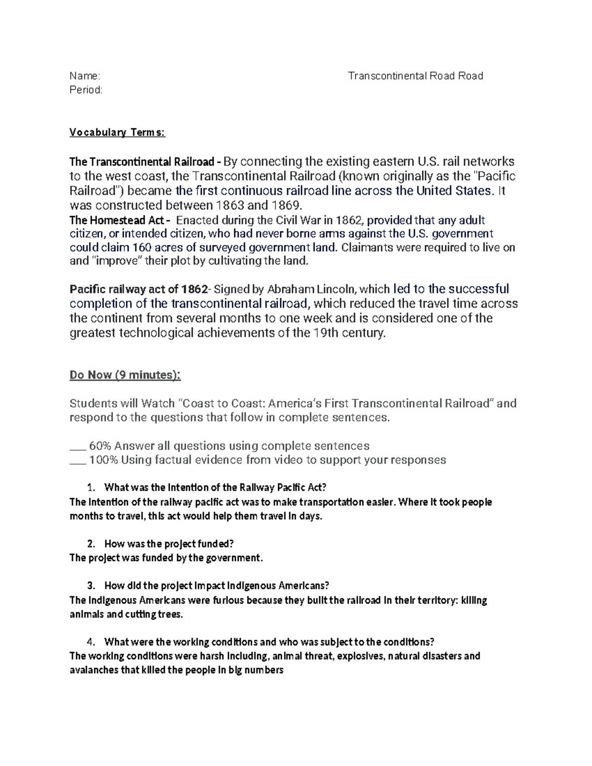 Transcontinental Railroad - rail networks to the west coast, the ...