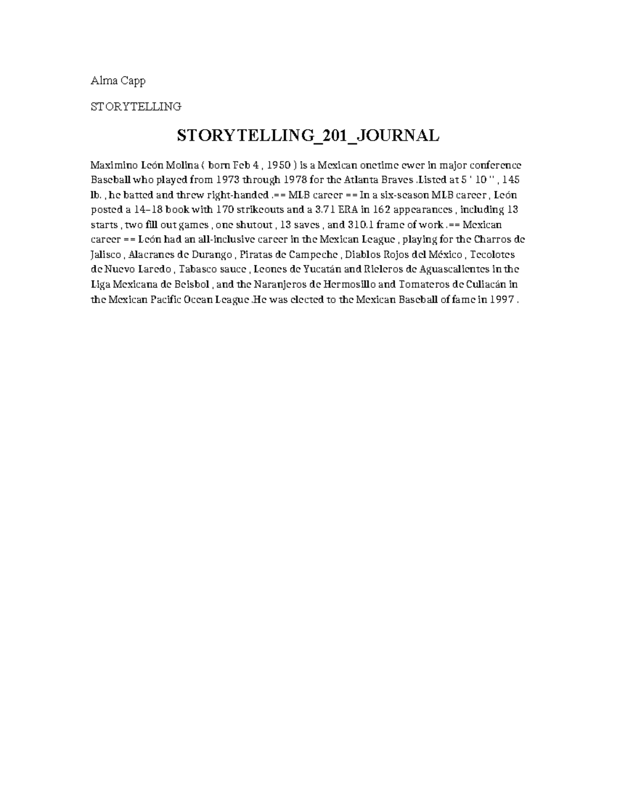 Storytelling 201 Journal - Alma Capp STORYTELLING STORYTELLING_201 ...