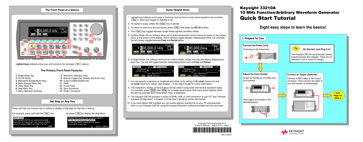 Function Generator Quick Start Guide - 1 Graph Mode Key 8 Waveform ...