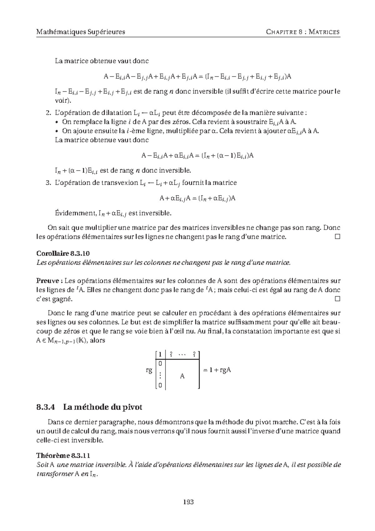 Cours-49-Mathematique - Mathématiques Supérieures CHAPITRE 8 : MATRICES ...