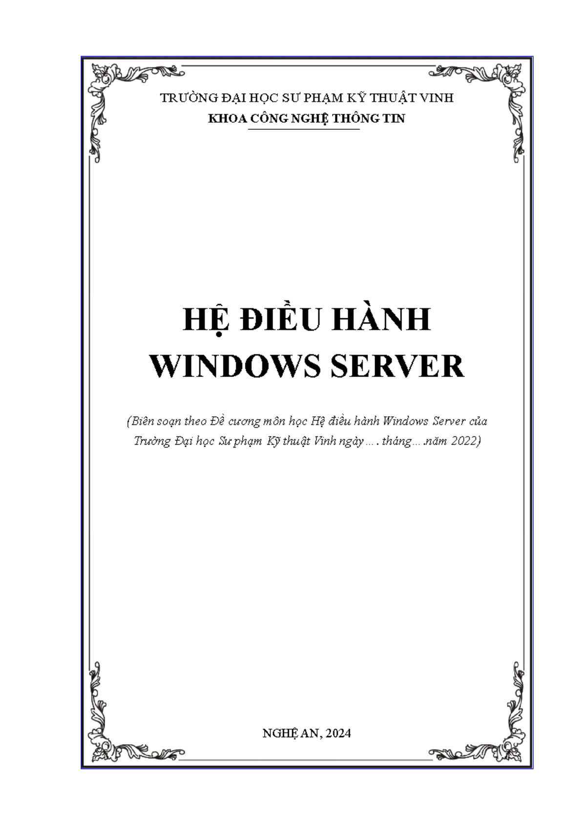 1. He dieu hanh Windows Server - TRƯỜNG ĐẠI HỌC SƯ PHẠM KỸ THUẬT VINH ...