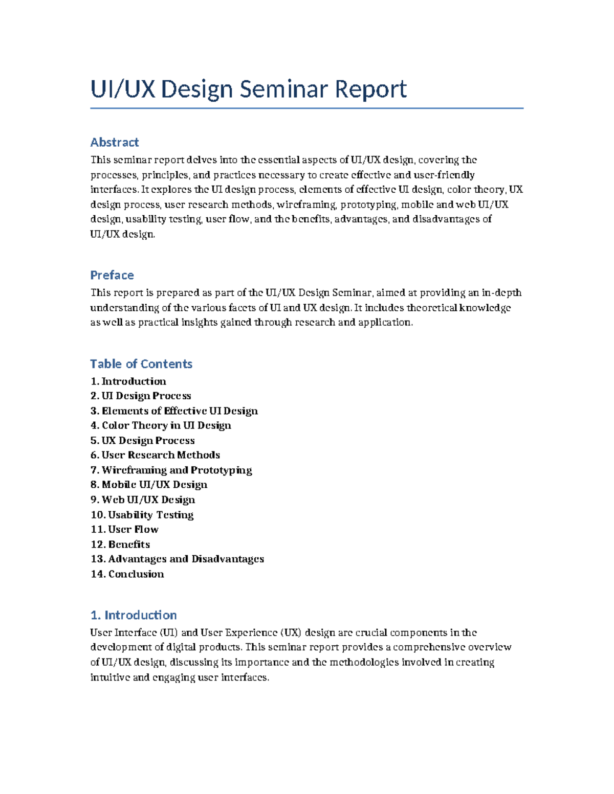 UI UX Design Seminar Report - UI/UX Design Seminar Report Abstract This ...
