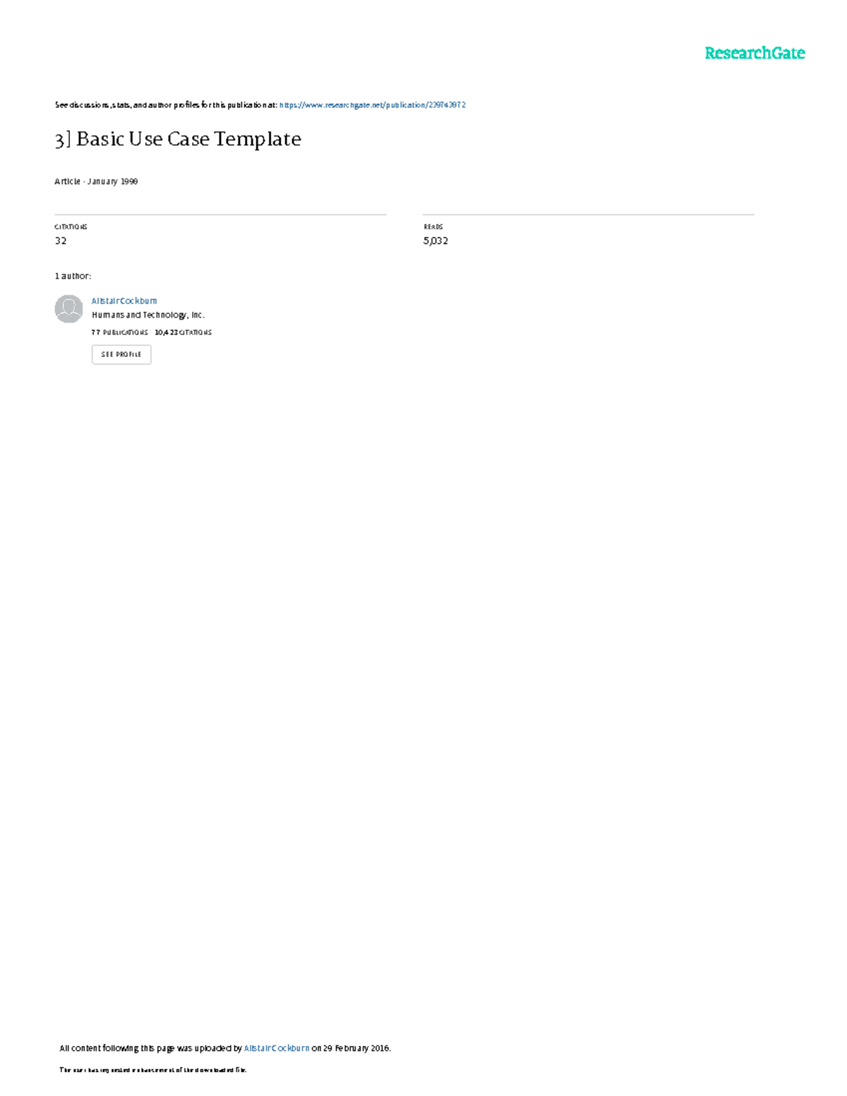 3 Basic Use Case Template - See discussions, stats, and author profiles ...