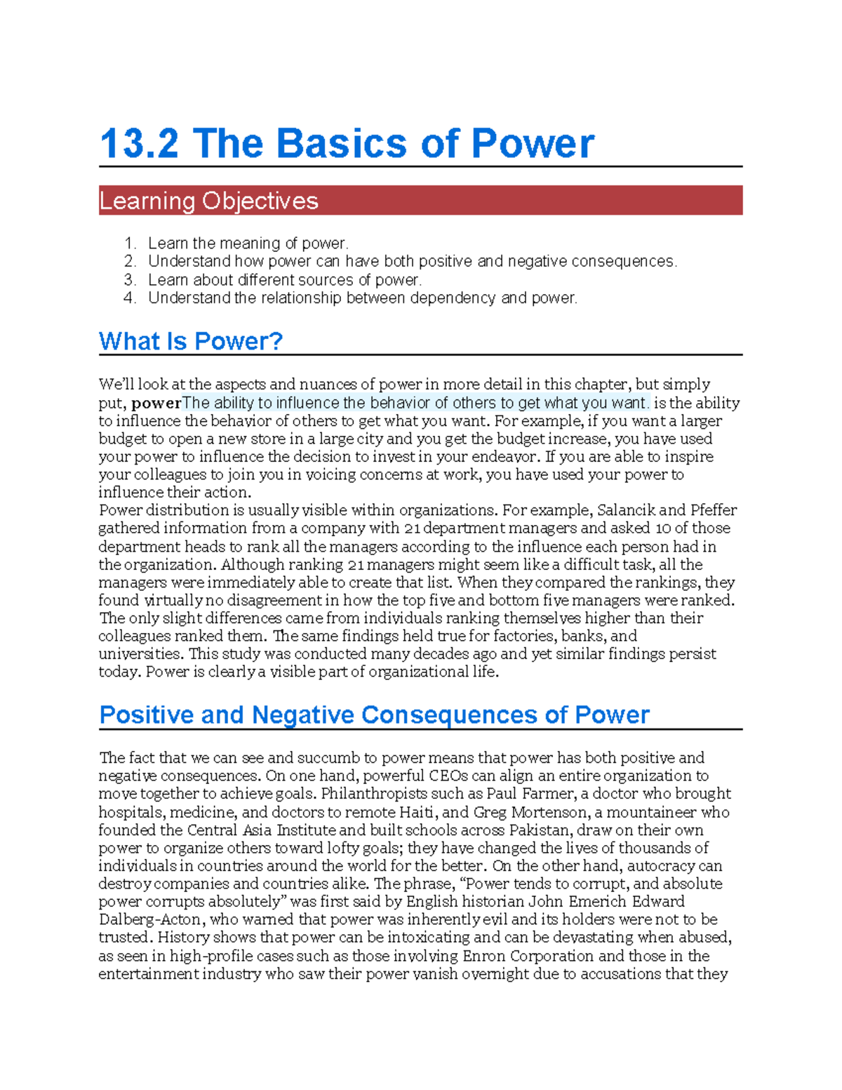 The Basics of Power - Organizational Behavior Class Notes - 13 The ...
