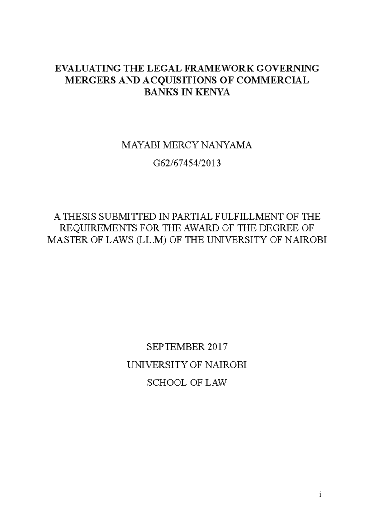 Mayabi Evaluating the Legal Framework Governing Mergers and ...