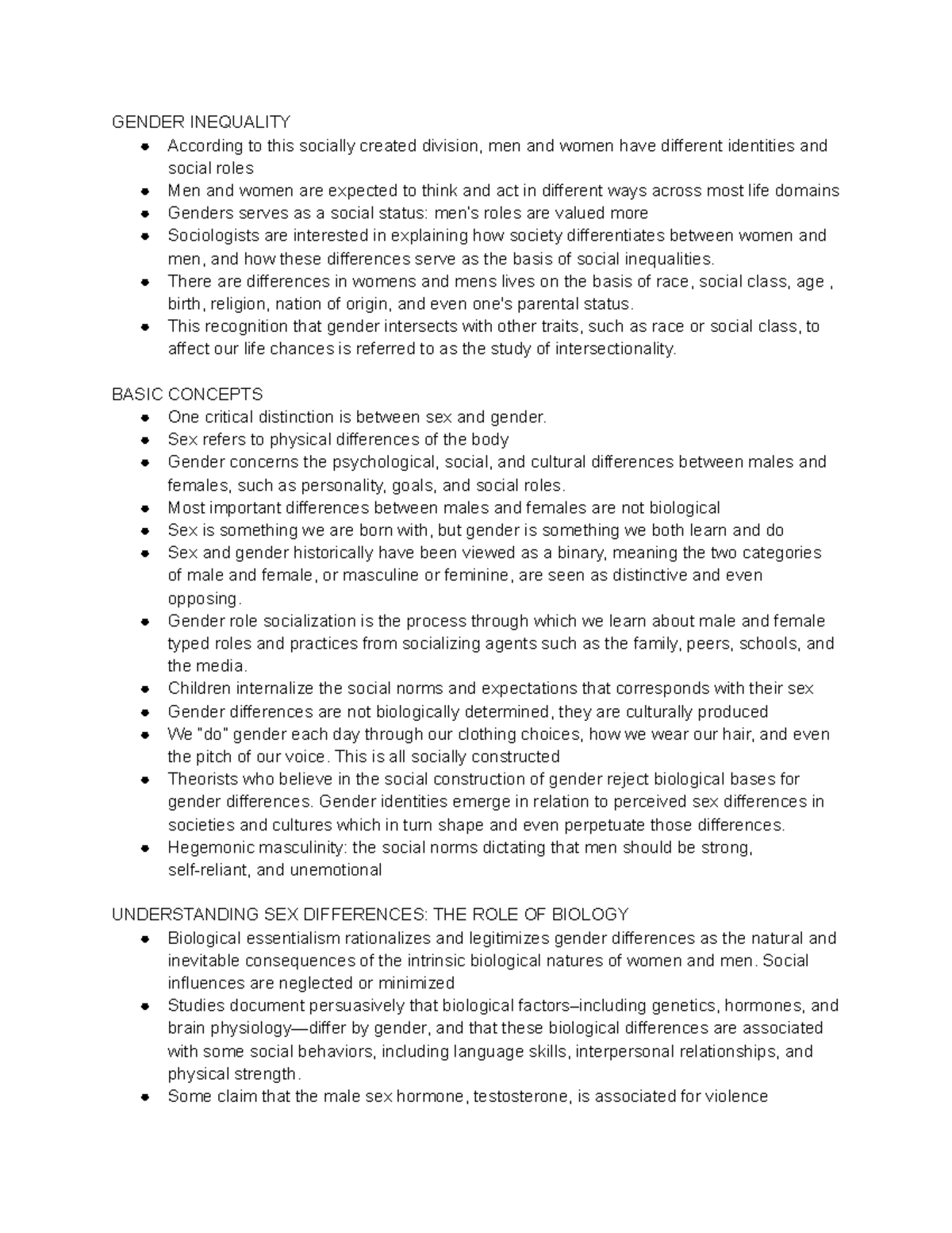 Chapter 10 Gender Inequality - GENDER INEQUALITY According to this ...