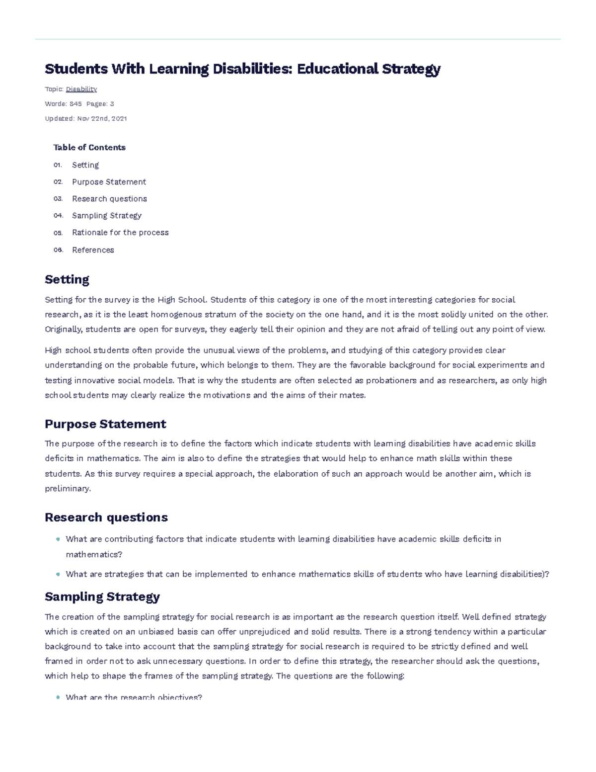 Students With Learning Disabilities- Educational Strategy Free Essay ...