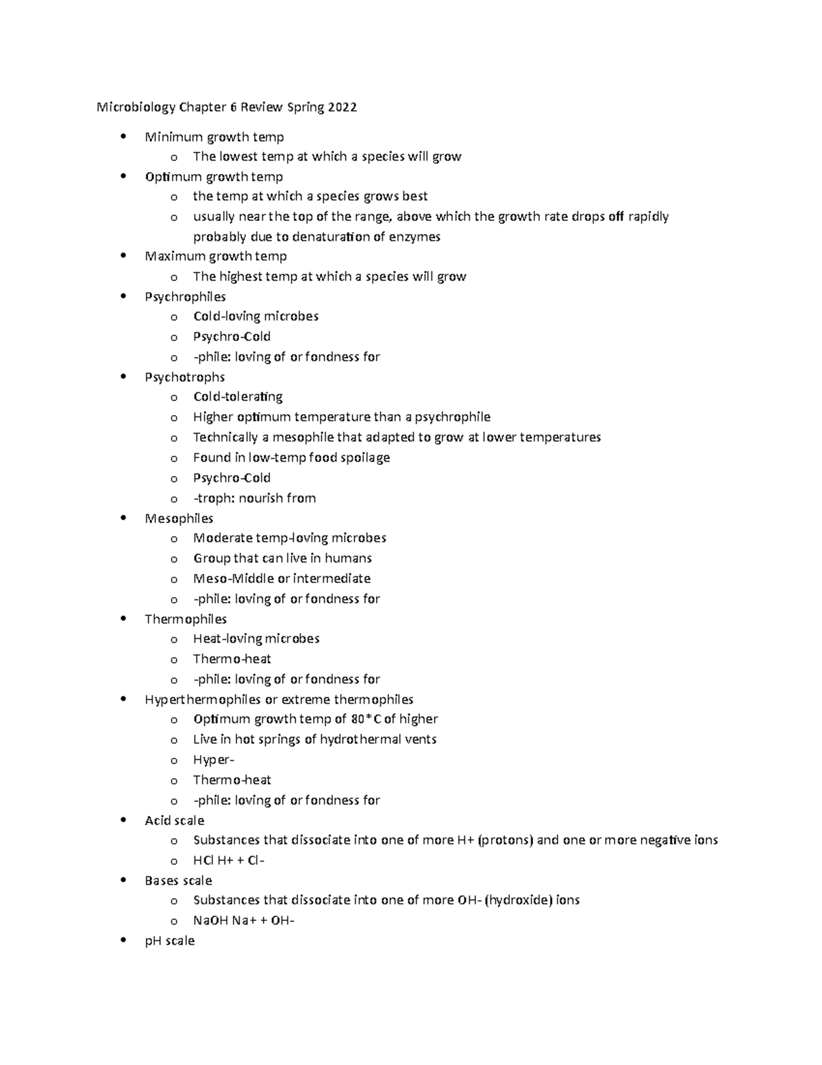 Microbiology Chapter 6 Review Spring 2022 - Microbiology Chapter 6 ...