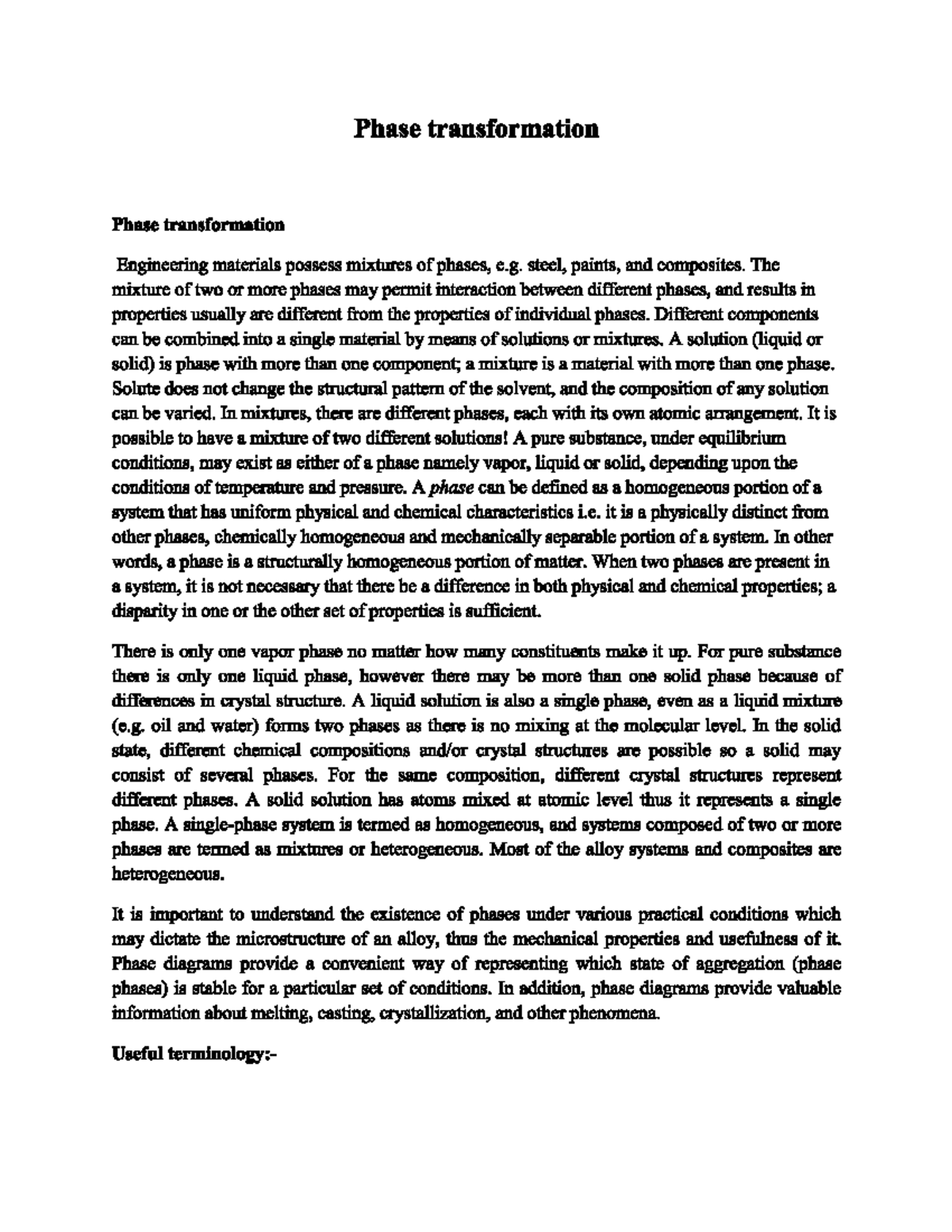 Phase transformations - Material Science and Engineering - Studocu