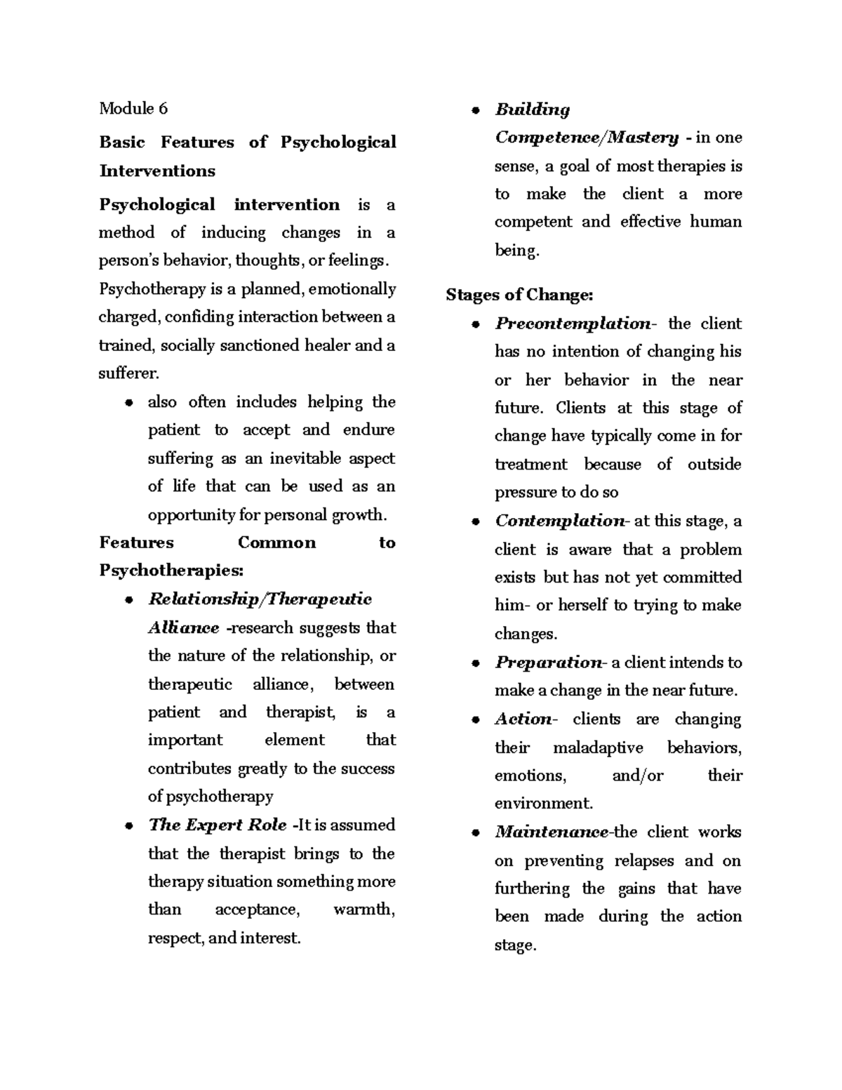 Clinical Psych MD6 - Module 6 Basic Features of Psychological ...