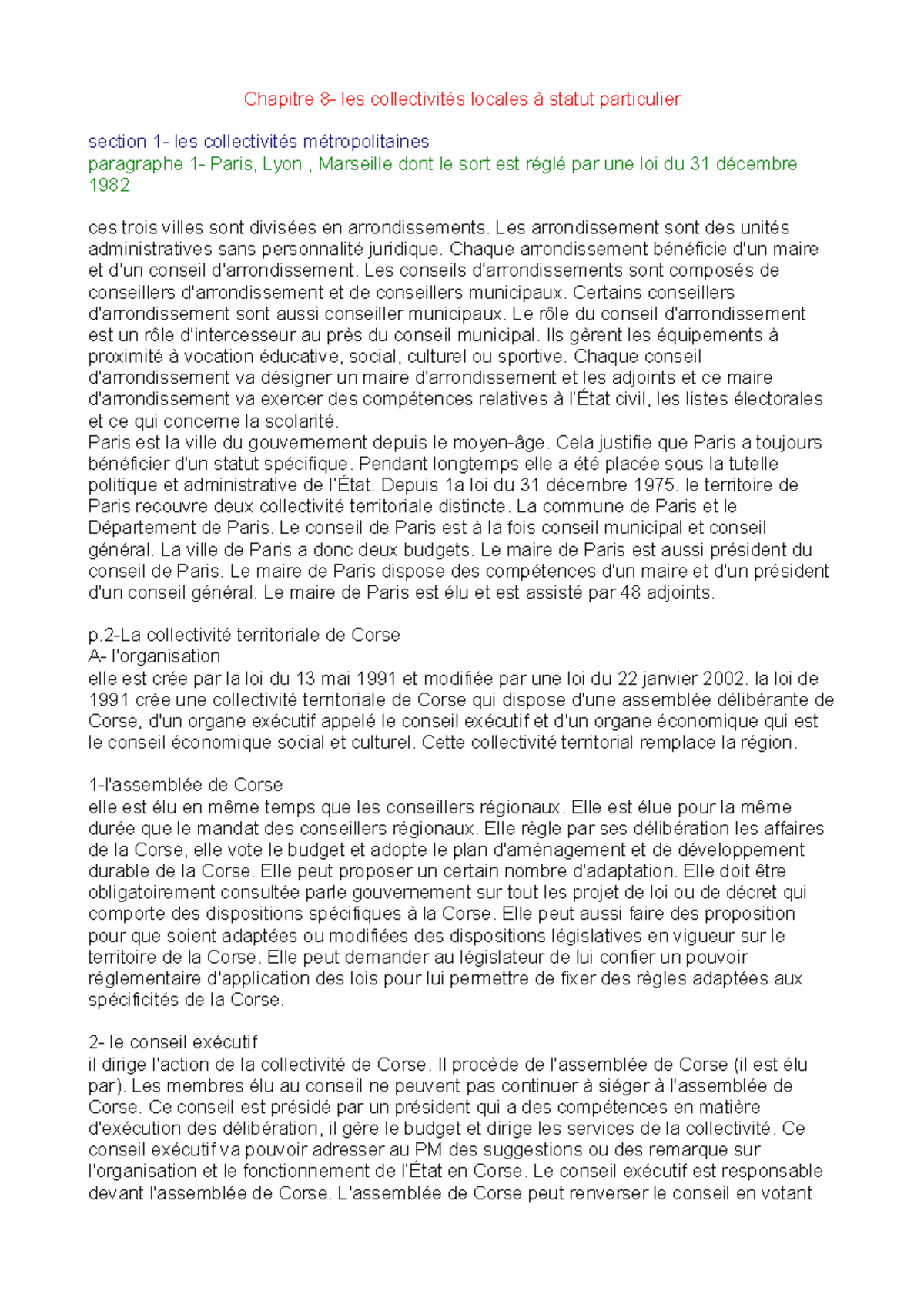 Chapitre 8 - colectivités locales à statut particulier - Chapitre 8 ...