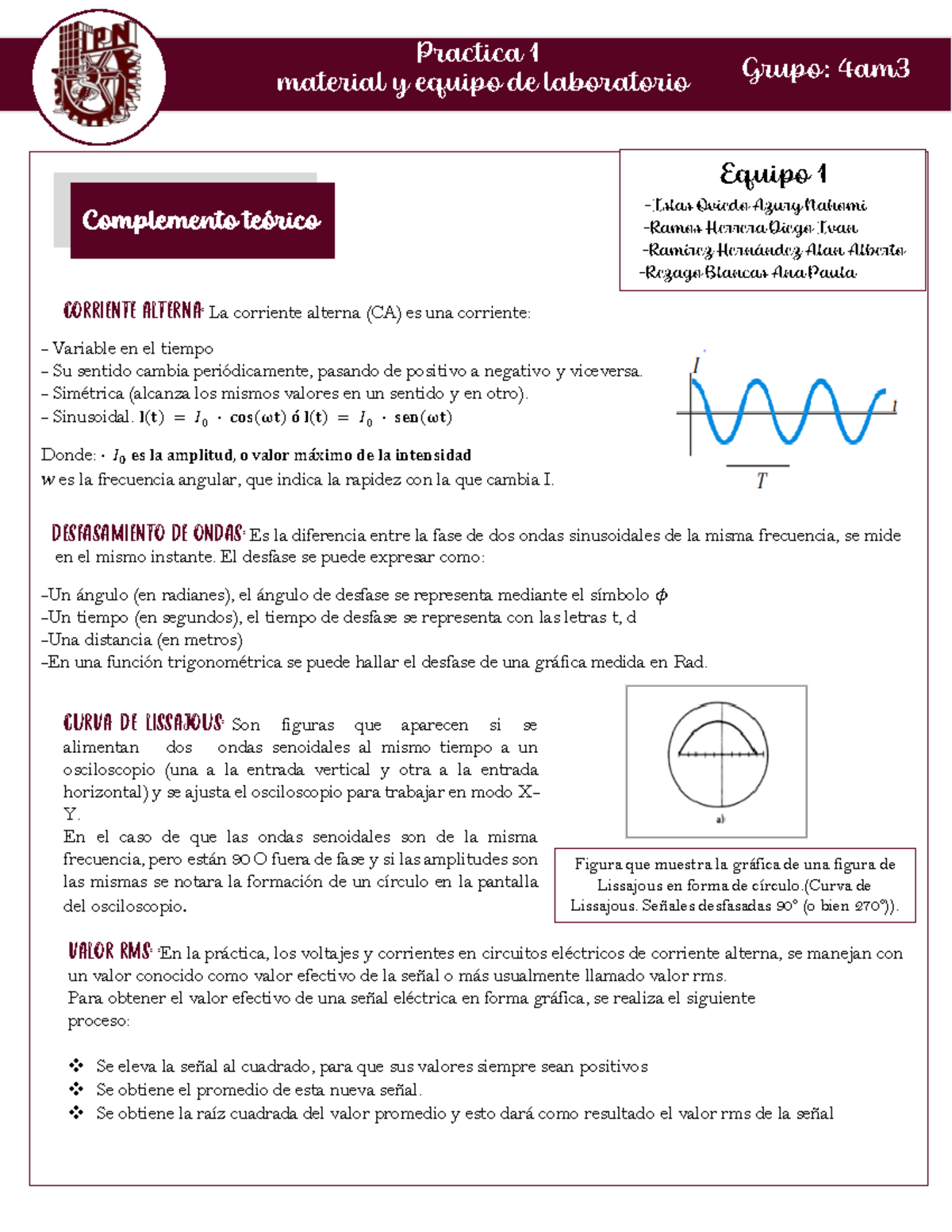Equipo 1 Prac.1 4AM3 - jblbkk. nlkn k. - Corriente alterna: La ...
