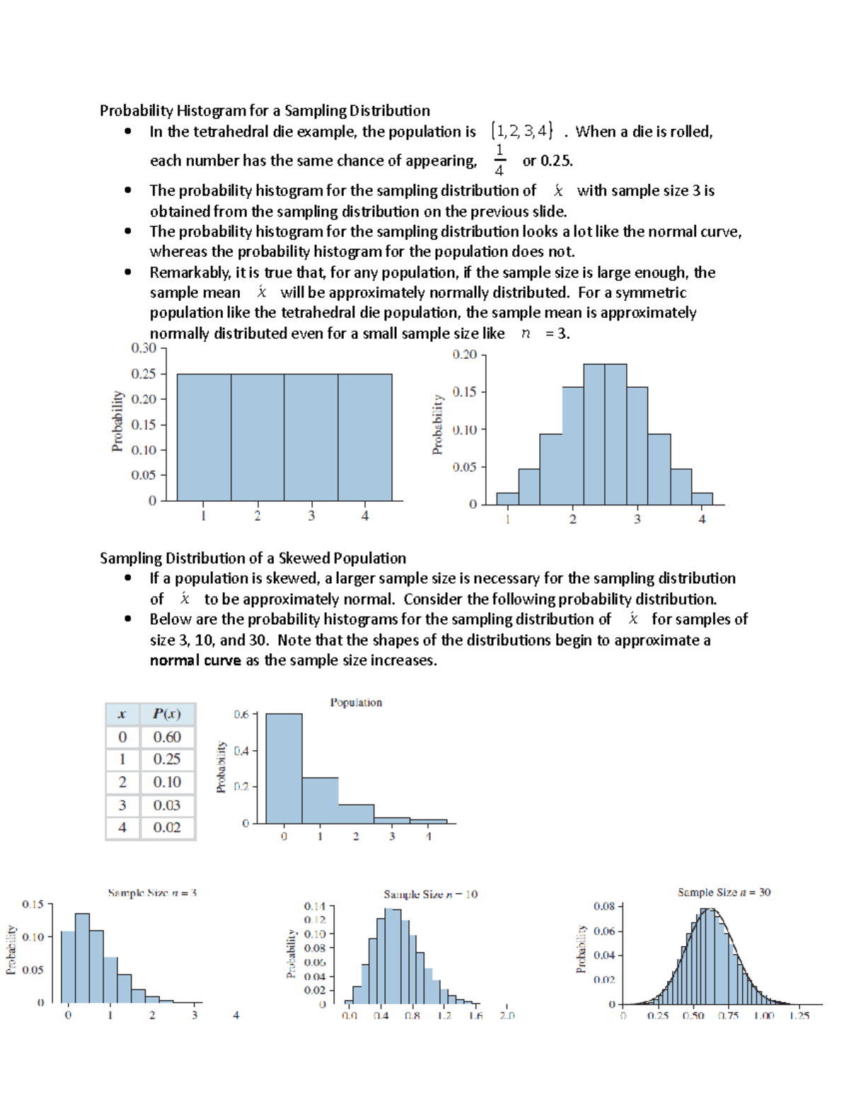 Ch. 7.3 (Math 241) Part 3 - Probability Histogram for a Sampling ...