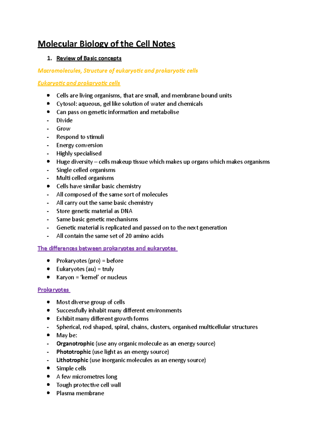 Molecular biology of the cell revision - Molecular Biology of the Cell ...