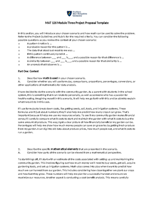 MAT 126 Module Three Project Proposal - Module 3: Project Proposal ...